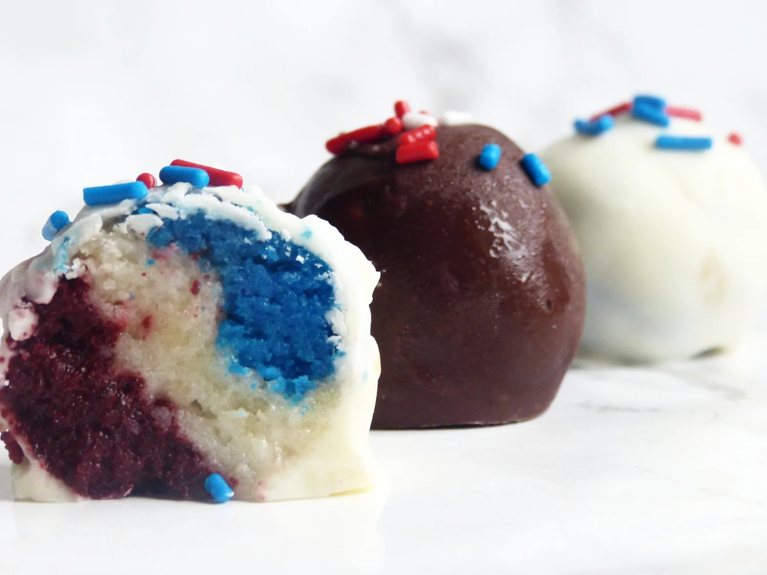Flag Cake Balls — PINK, BLONDE + BAKING