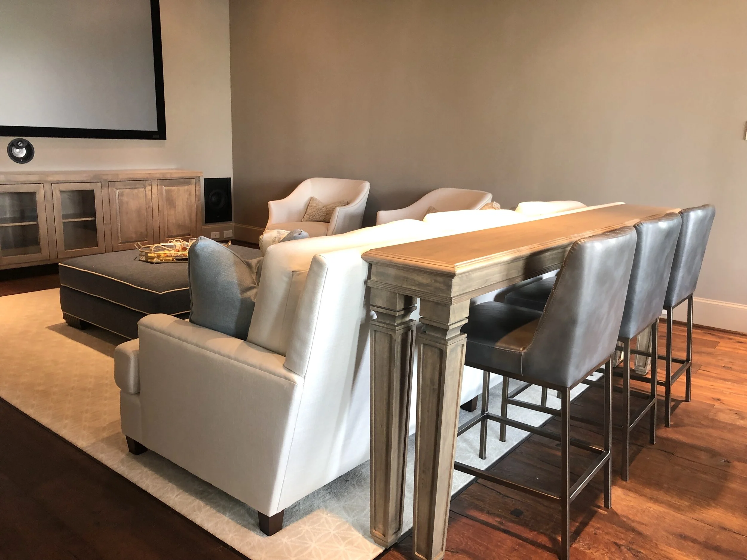 Bar Stools Behind Sofa | Baci Living Room