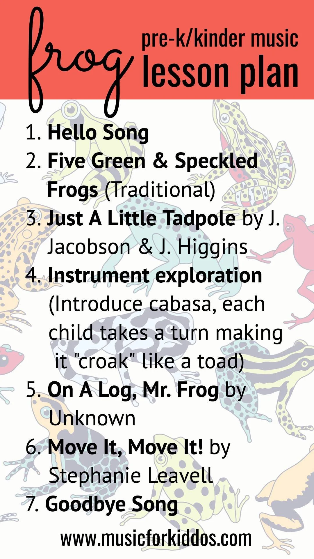 Frog Music Lesson Plan For Preschool Kindergarten Music For Kiddos