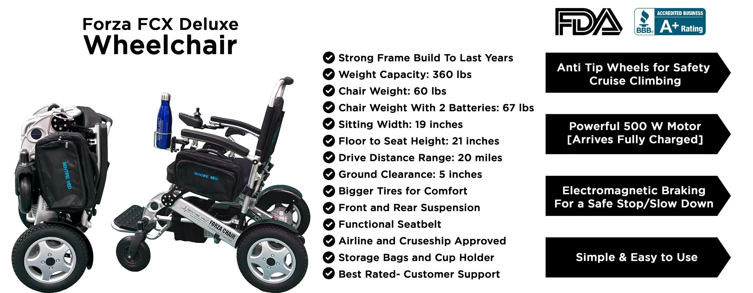 Forza FCX Deluxe Wheelchair — Sentire Med