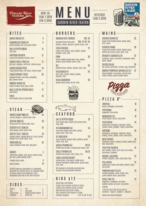The Menu Page — Darwin River Tavern