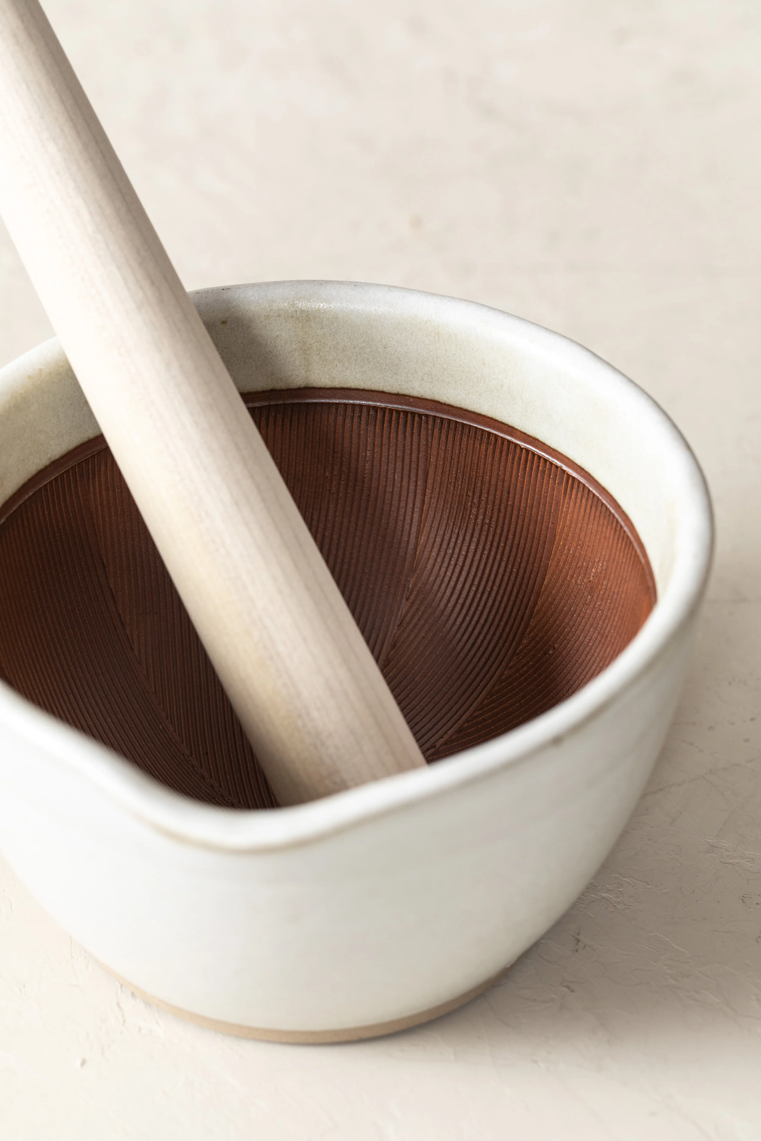 White Japanese Mortar And Pestle — Hoppe Shoppe