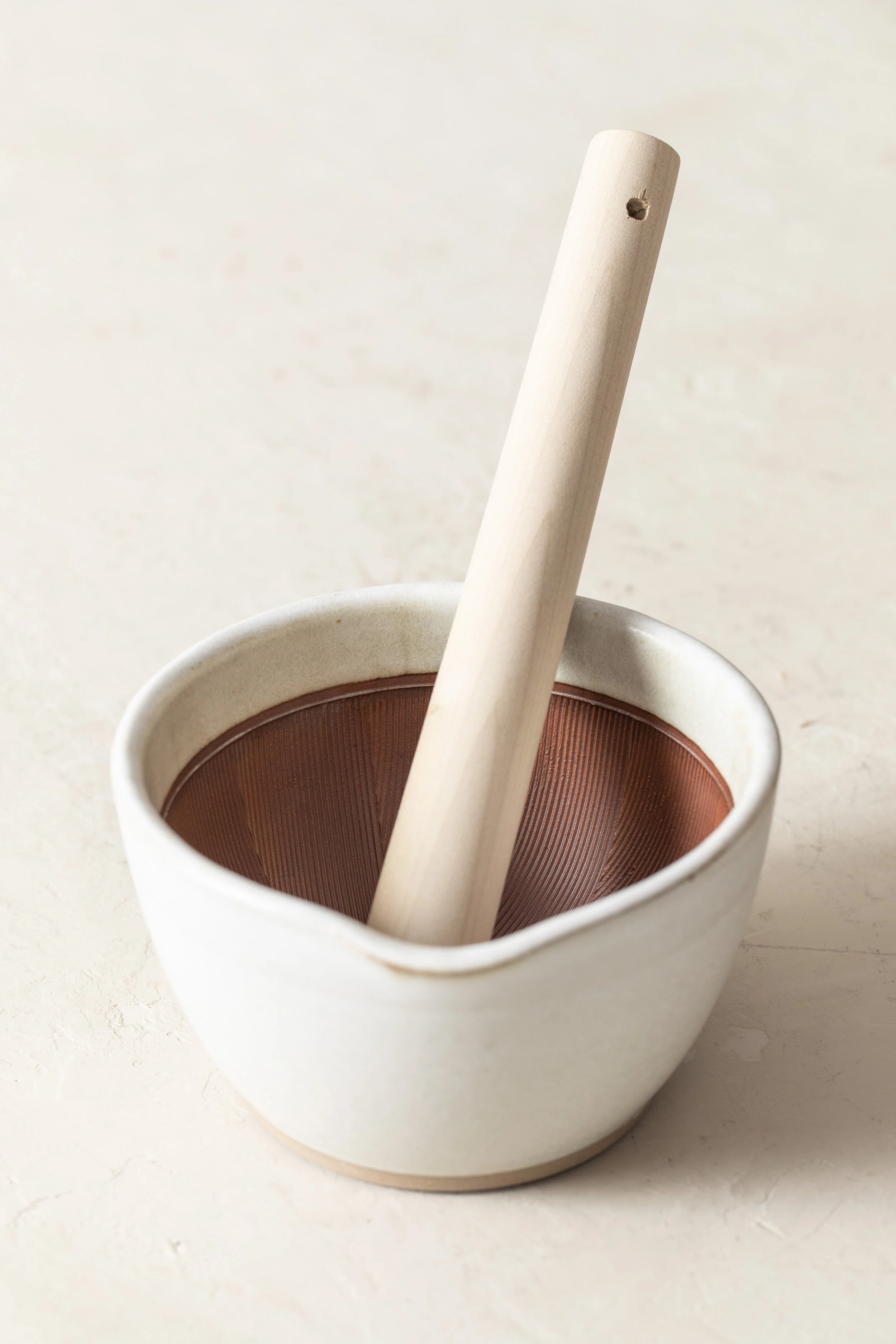 White Japanese Mortar And Pestle — Hoppe Shoppe