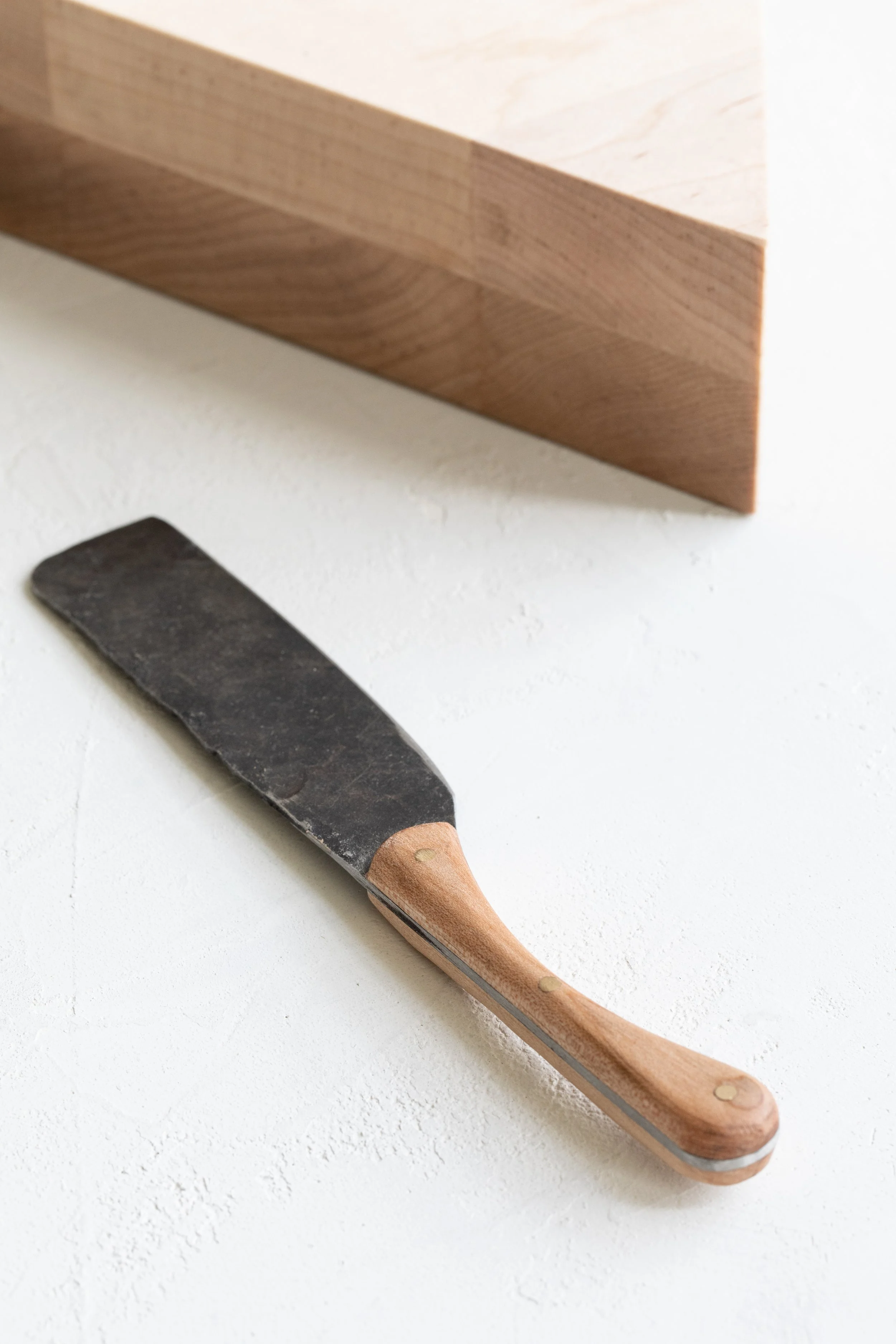 Cheese Block & Hand Forged Knife | Wood Cheese Board and Cheese Knife ...