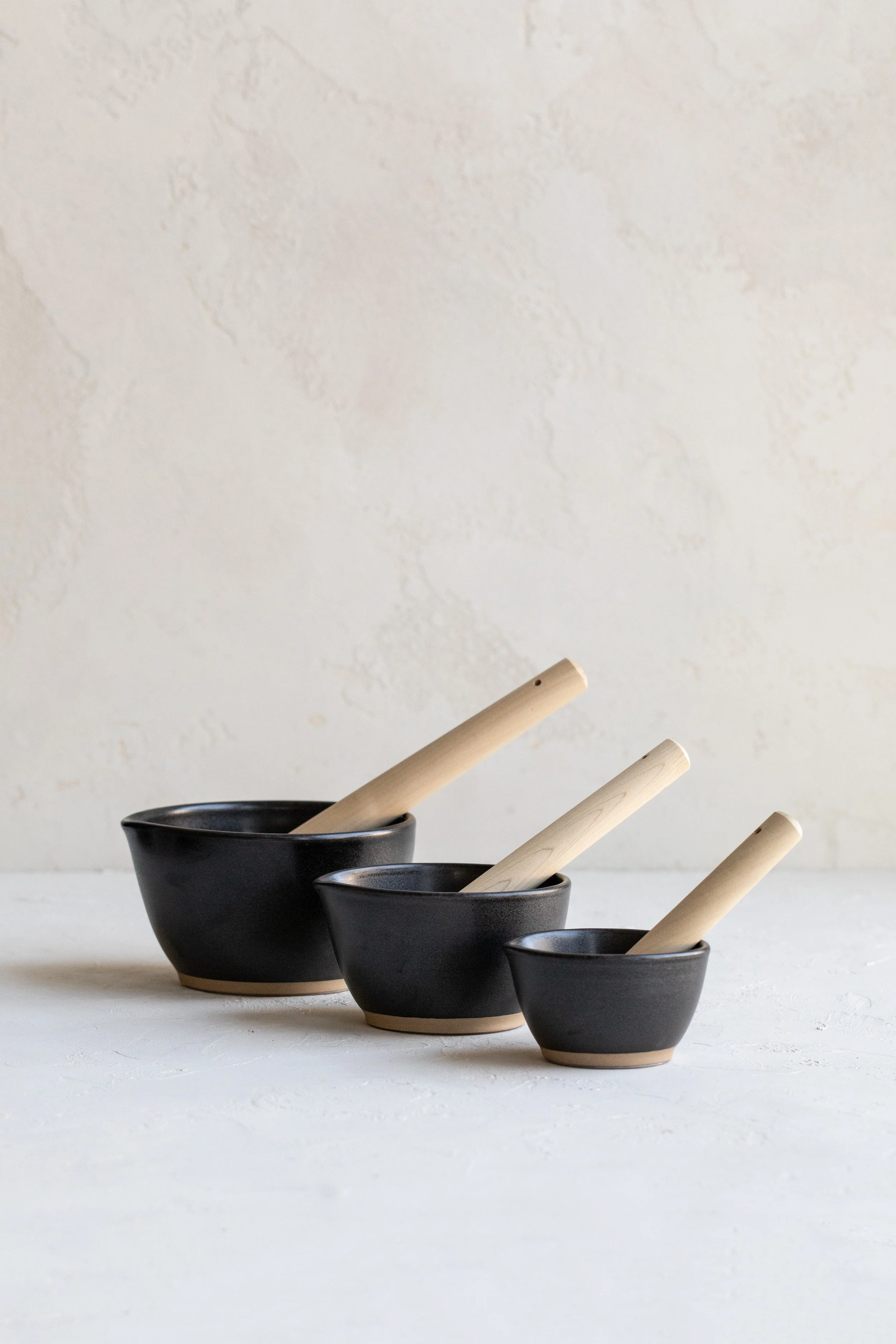 Black Japanese Mortar And Pestle | Motoshige Bowl and Surikogi Stick — Hoppe Shoppe