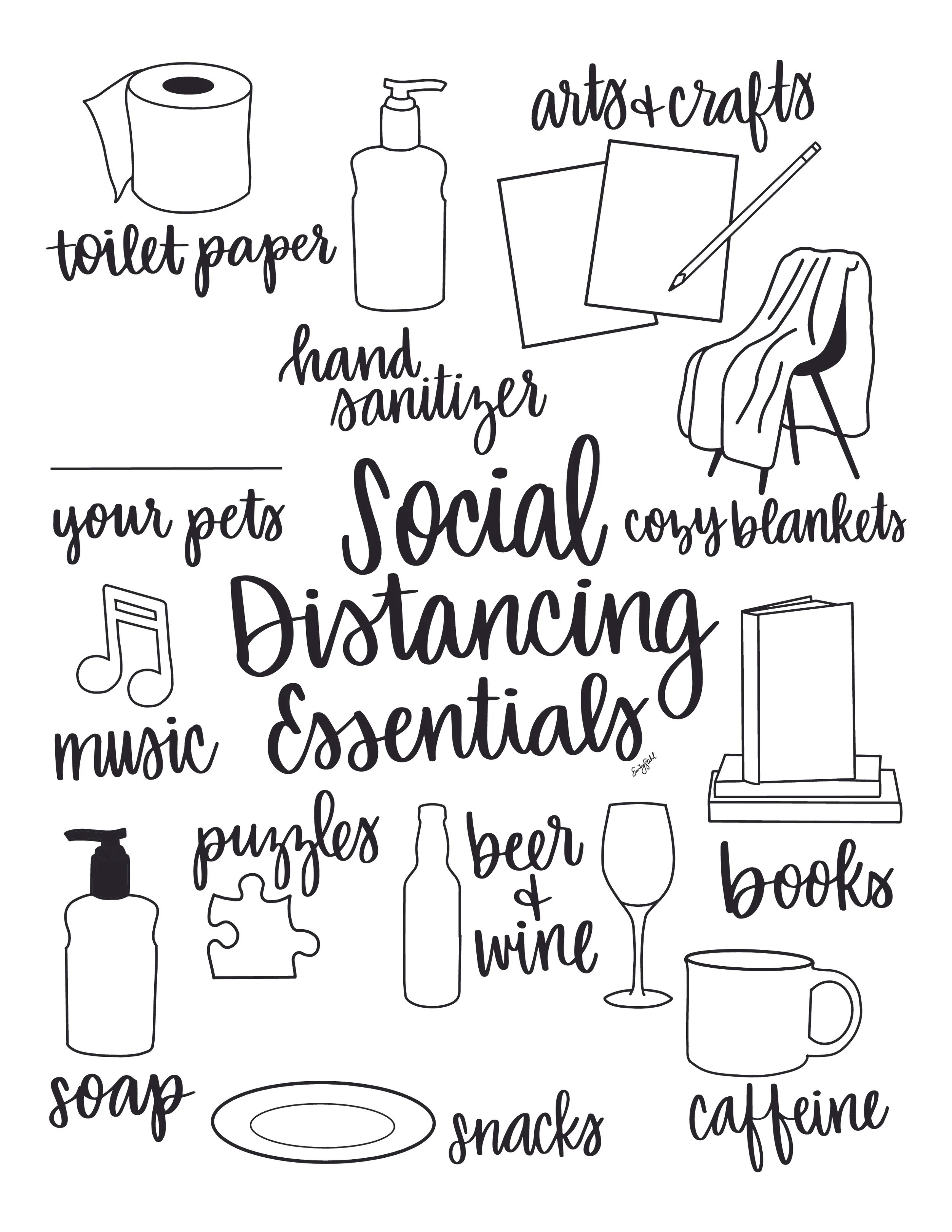 Social Distancing Coloring Sheet — emilystahldesignco