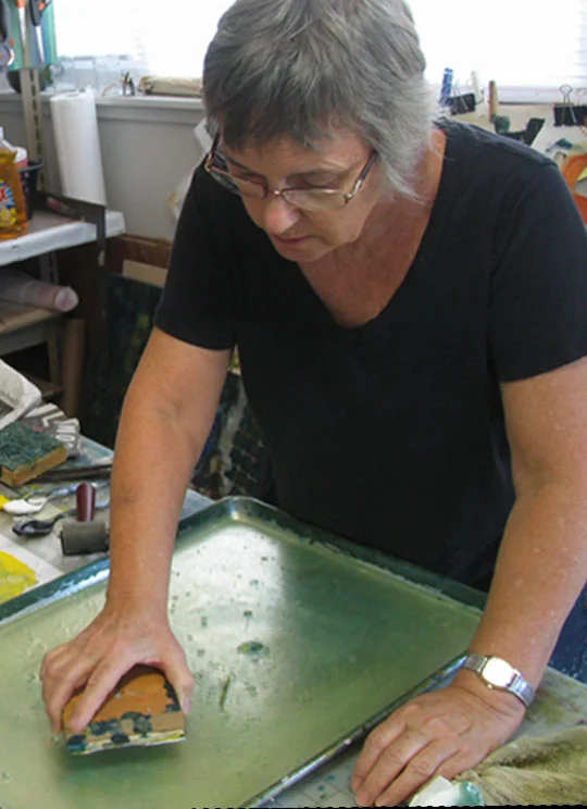 Monotype Printing on Rice Paper and Fabric… What a great Sunday morning ...