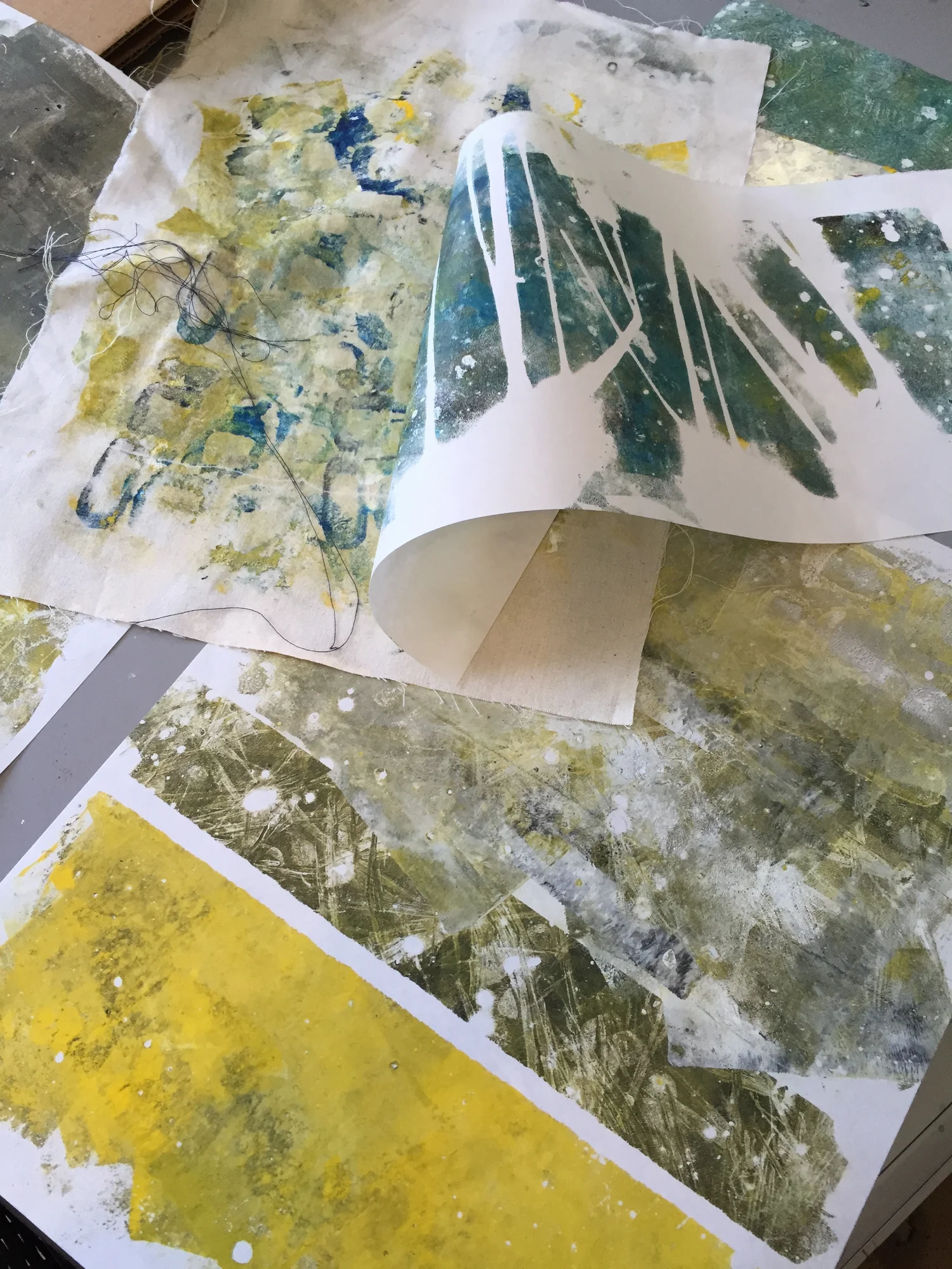 Monotype Printing on Rice Paper and Fabric… What a great Sunday morning ...