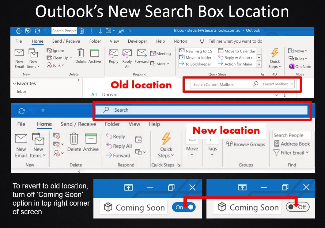 Outlook's new search location — Steuart Snooks
