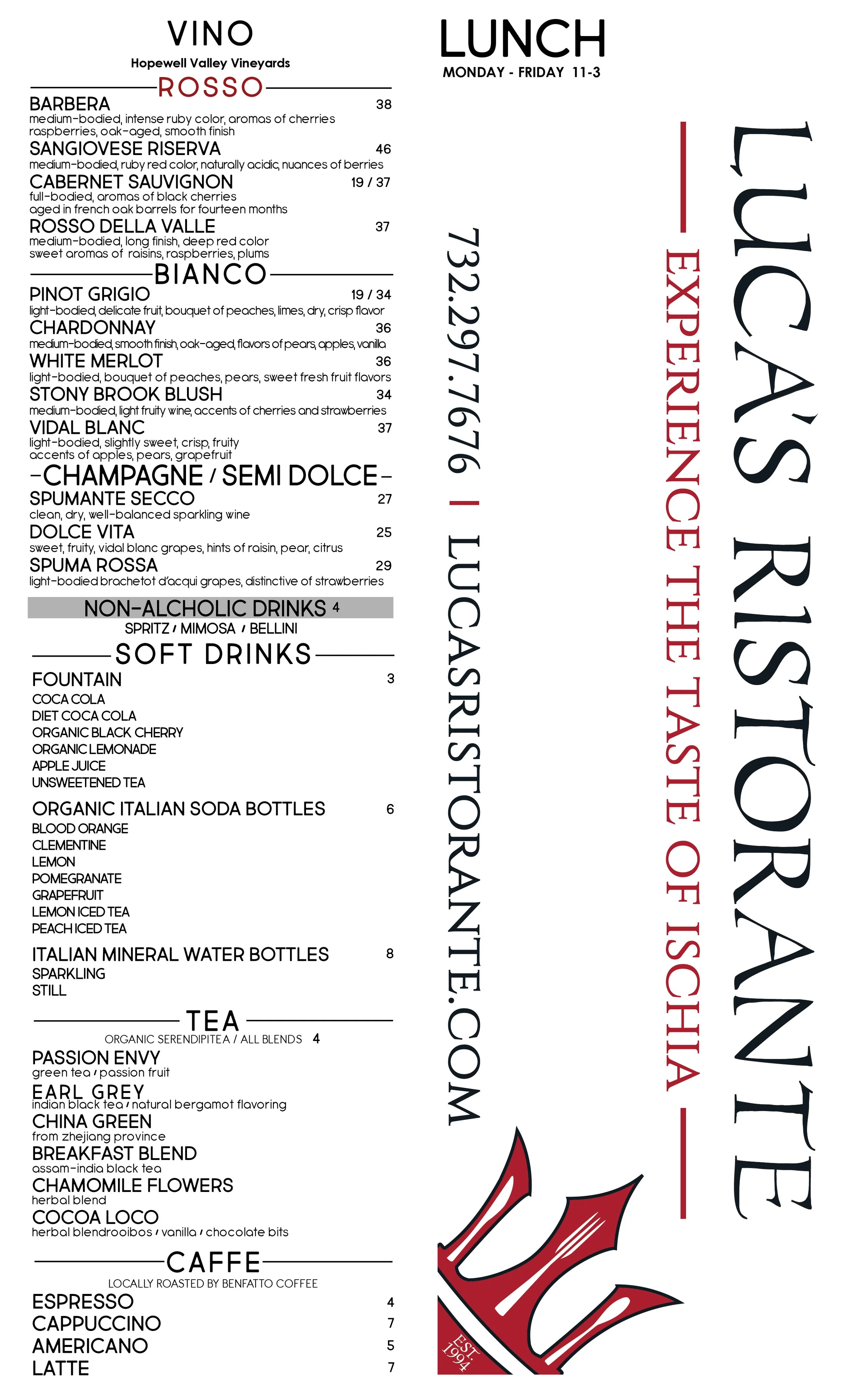 Take Away — Luca's Ristorante