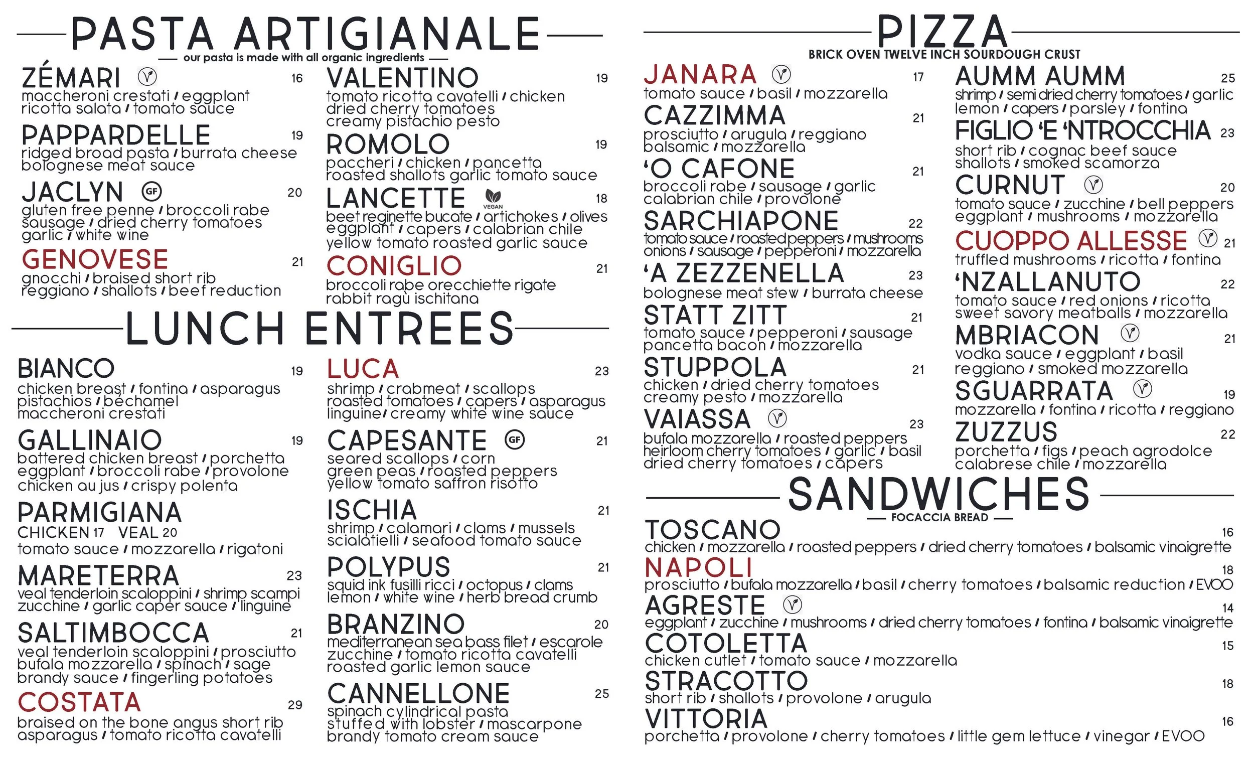 Lunch — Luca's Ristorante