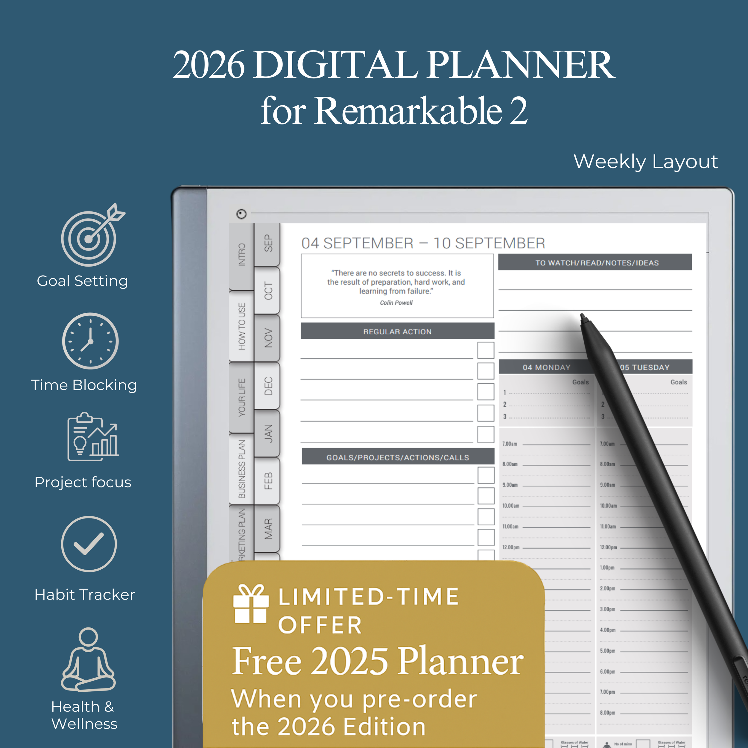 2026 Digital Business Planner for reMarkable 2 (Weekly Layout) | MY PA ...