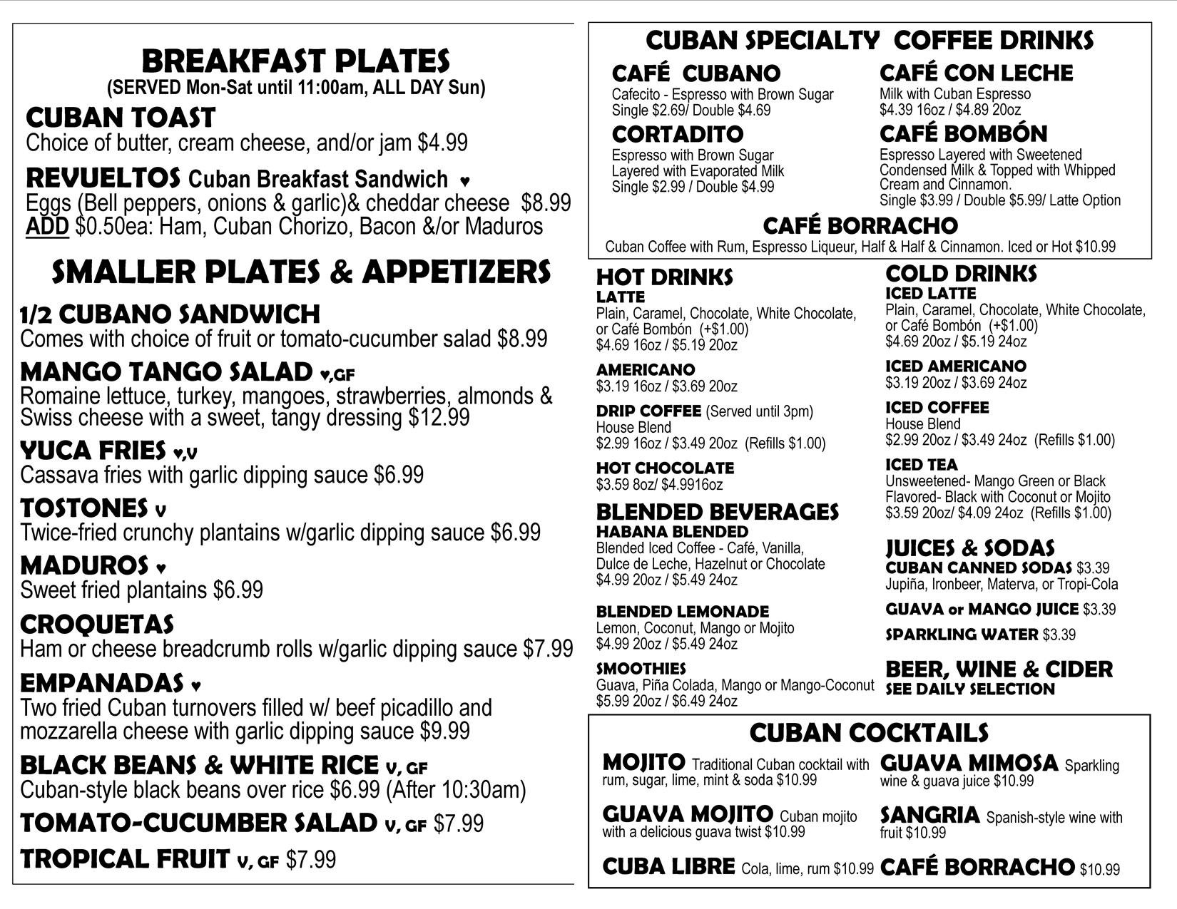 Cafe Coffee House Menus