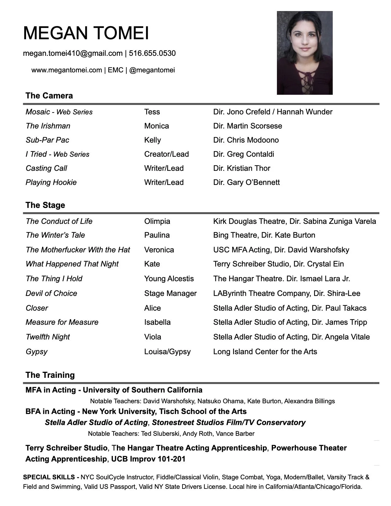 RESUME — Megan Tomei