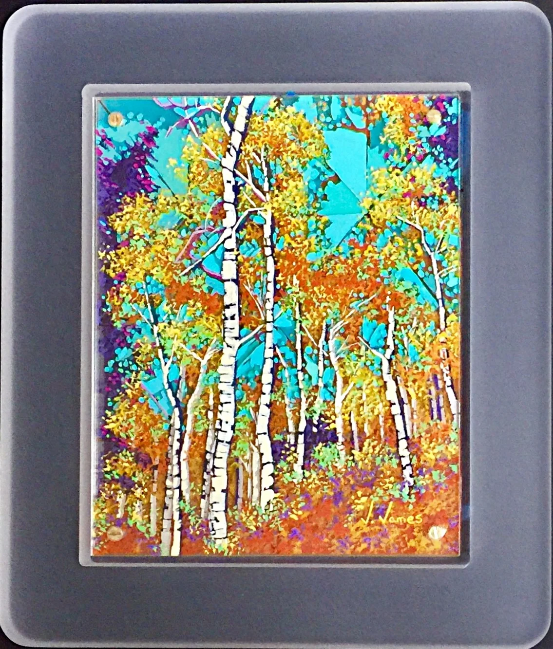 Multi Layered contemporary works painting on the front and back of five ...