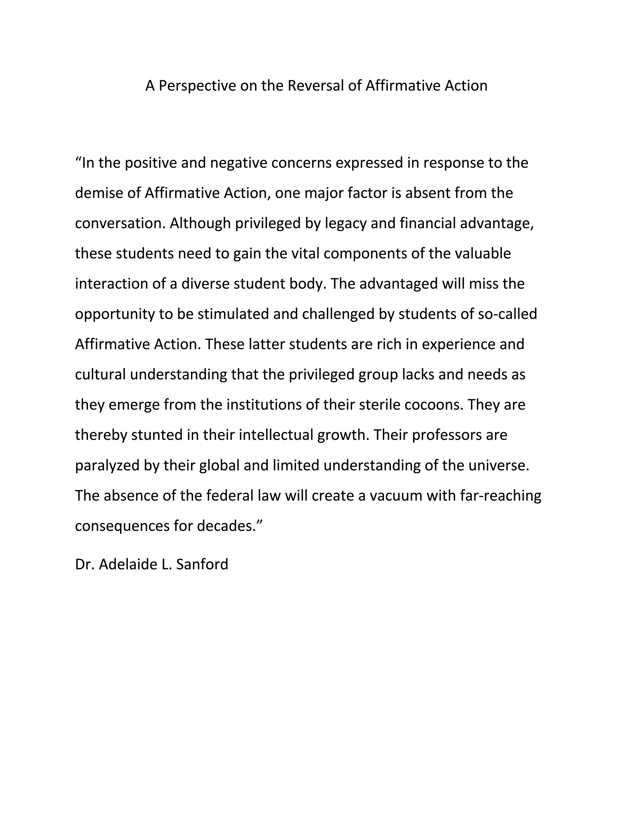 Affirmative Action — Adelaide L. Sanford Institute