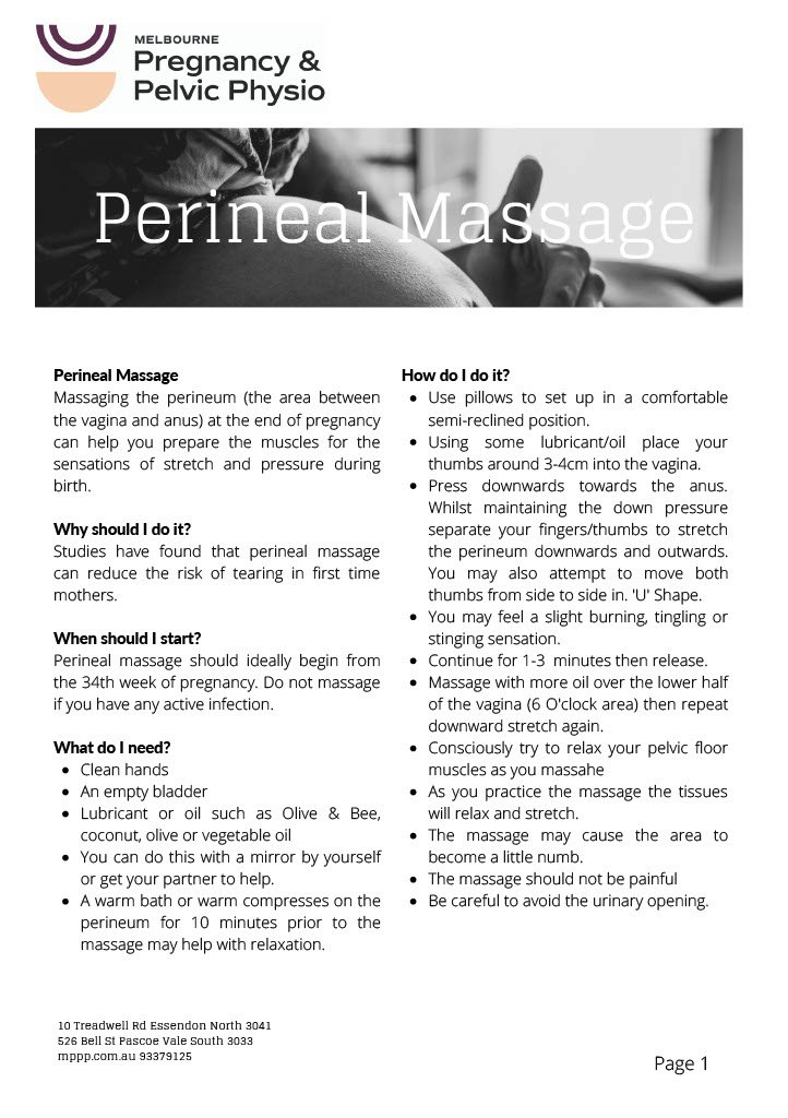 Perineal Massage — Melbourne Pregnancy & Pelvic Floor Physio