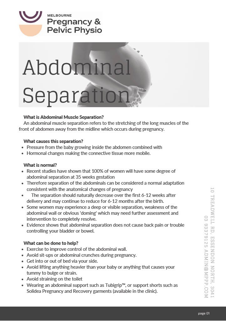 Abdominal Separation — Melbourne Pregnancy & Pelvic Floor Physio