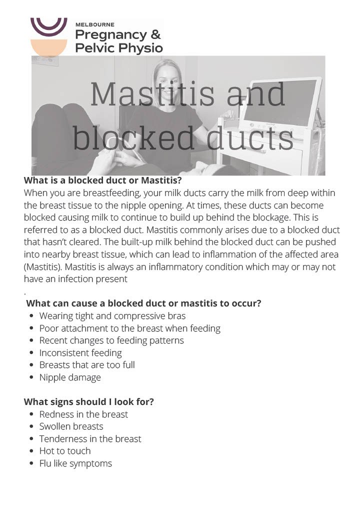Mastitis and Blocked Ducts — Melbourne Pregnancy & Pelvic Floor Physio