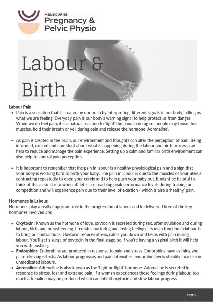 Handouts — Melbourne Pregnancy & Pelvic Floor Physio