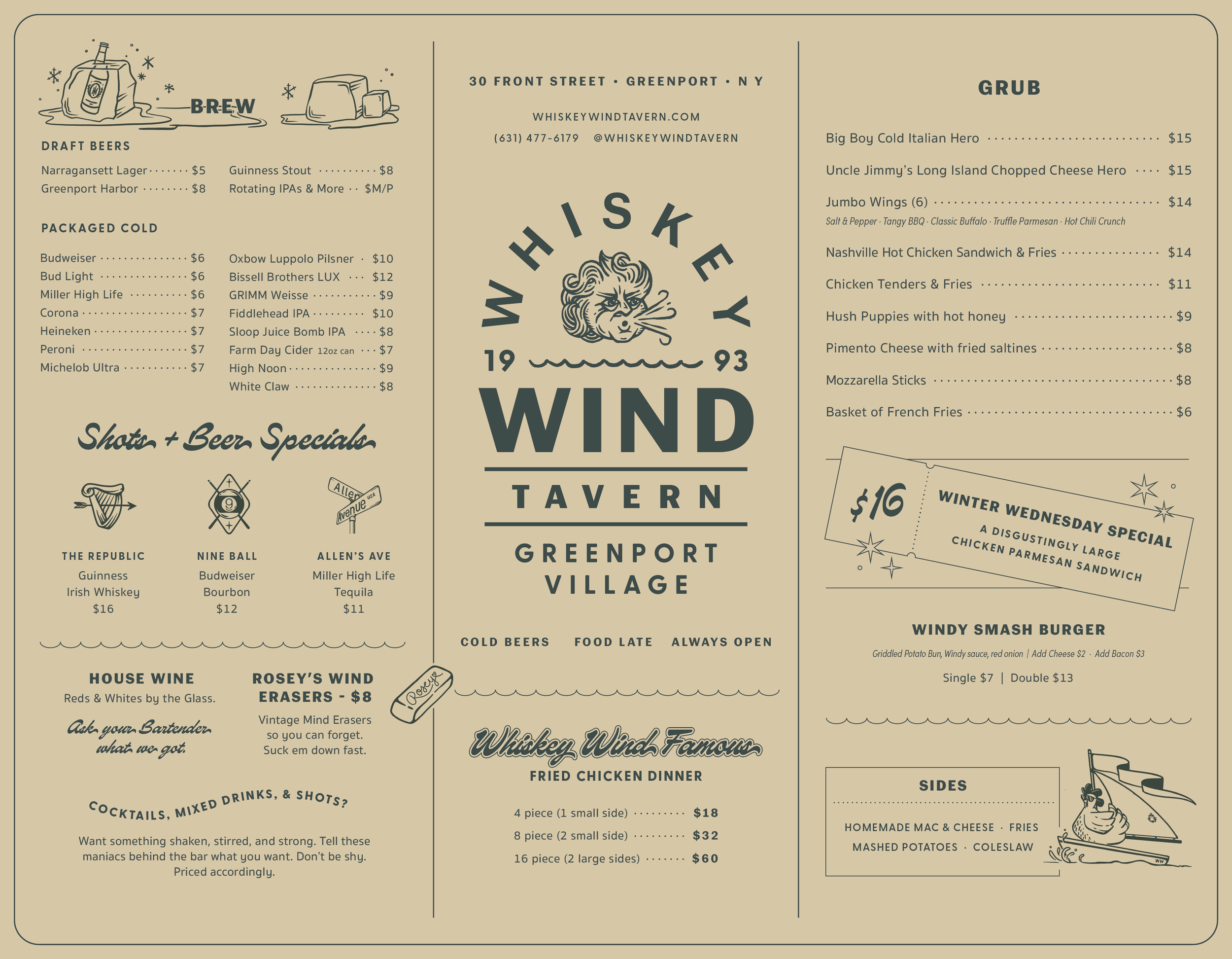 Menu — The Whiskey Wind Tavern
