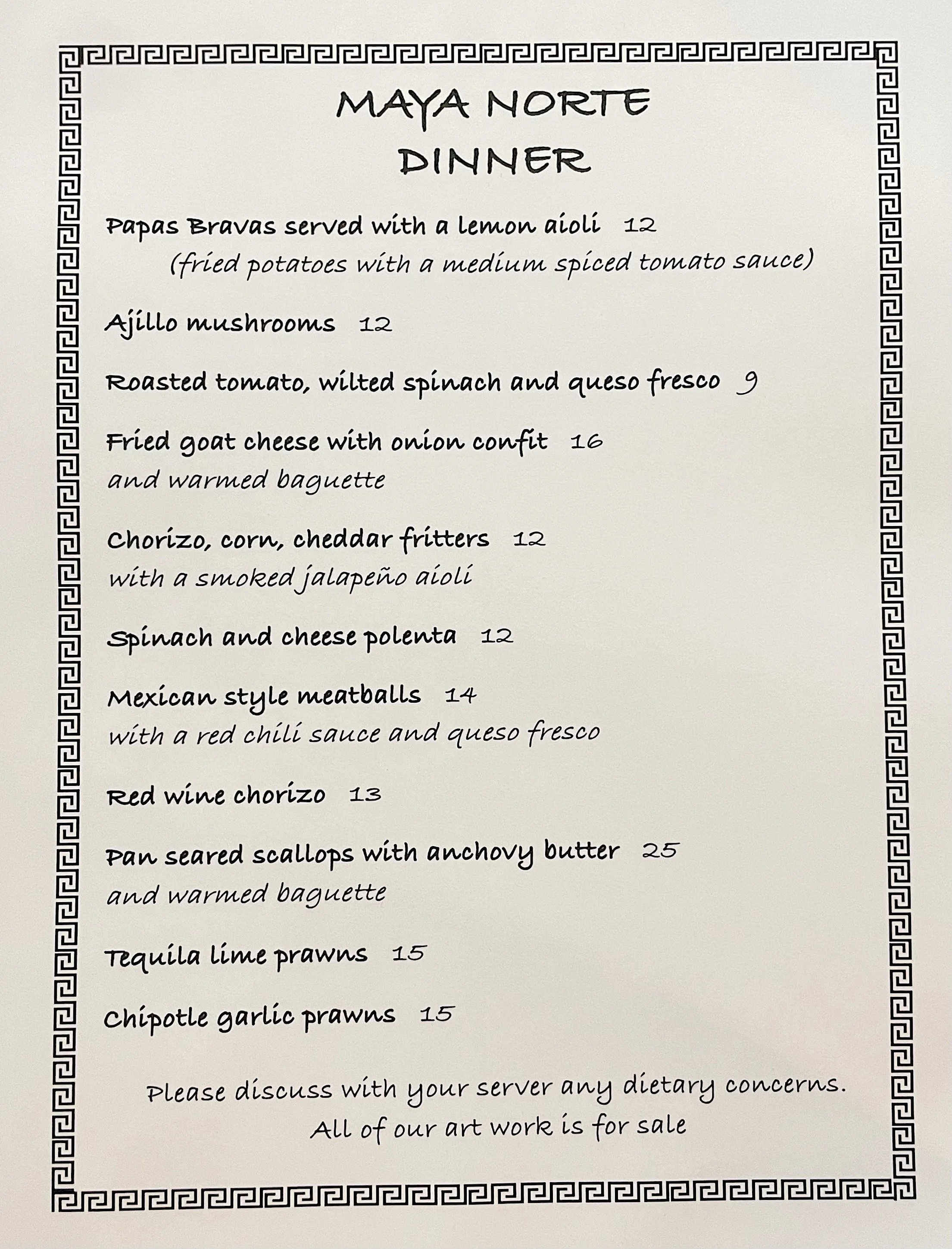 Menus — Maya Norte