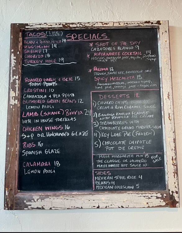 Menus — Maya Norte