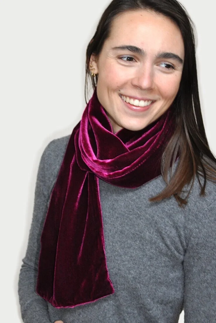 Pine Iridescent Magenta Plush Velvet Scarf
