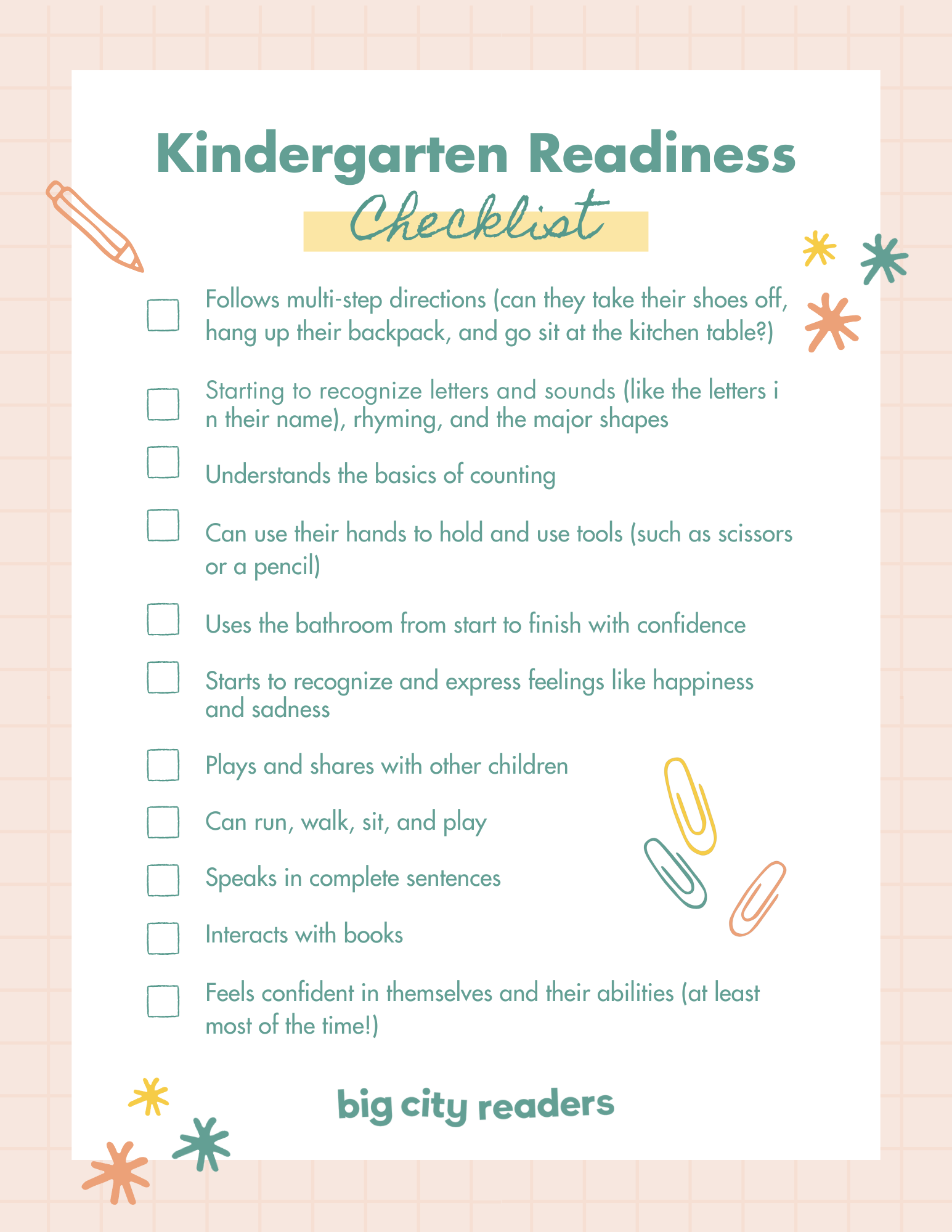 Kindergarten Readiness Checklist: Is Your Child Ready for Their First ...