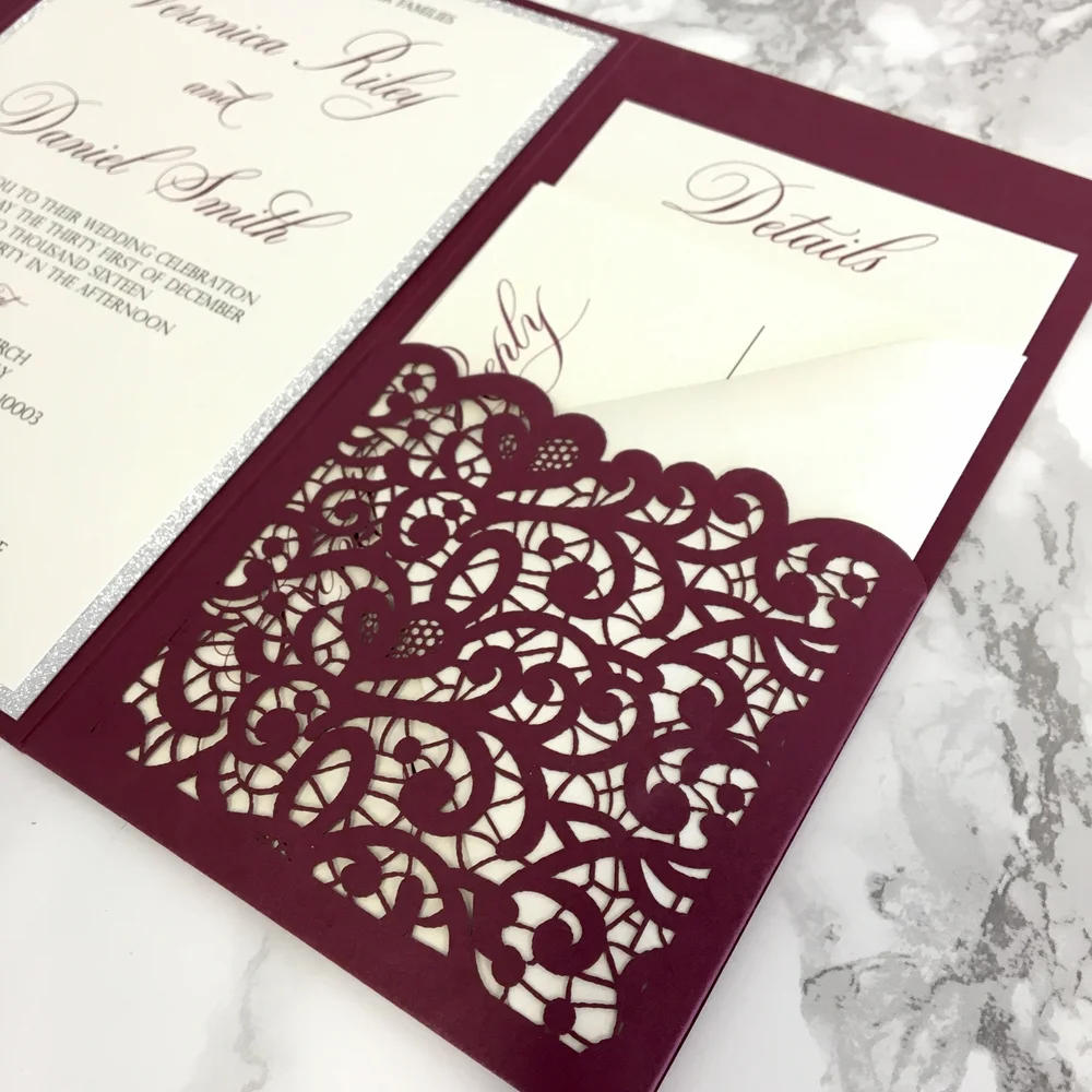 Lace Wedding Invitations Pocket