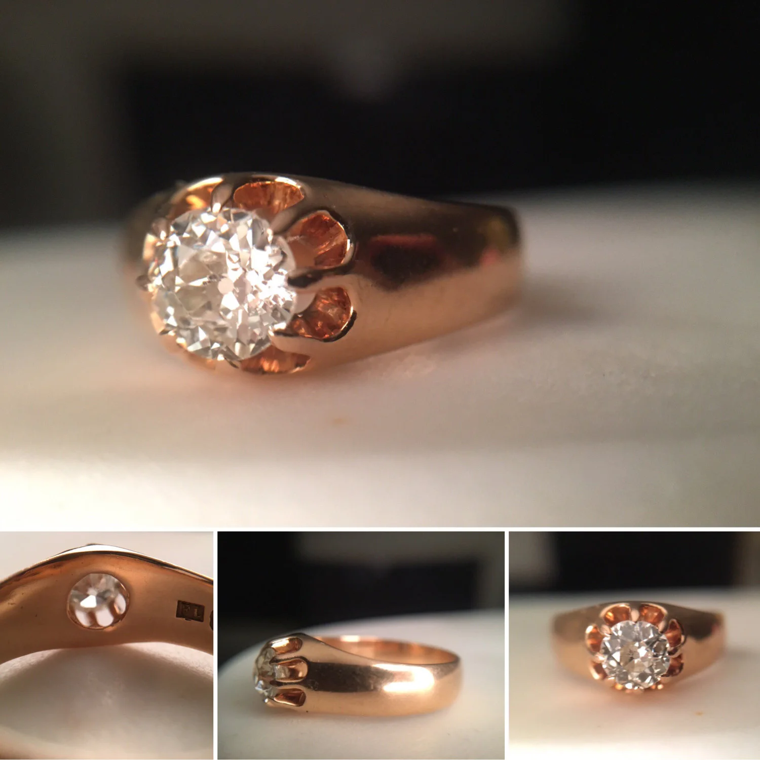 Victorian Diamond Engagement Ring | .56 Carat | Vintage Belcher Setting ...