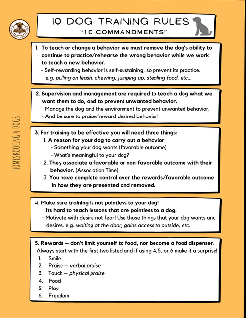 The 10 Commandments of Dog Training — Homeskooling 4 Dogs