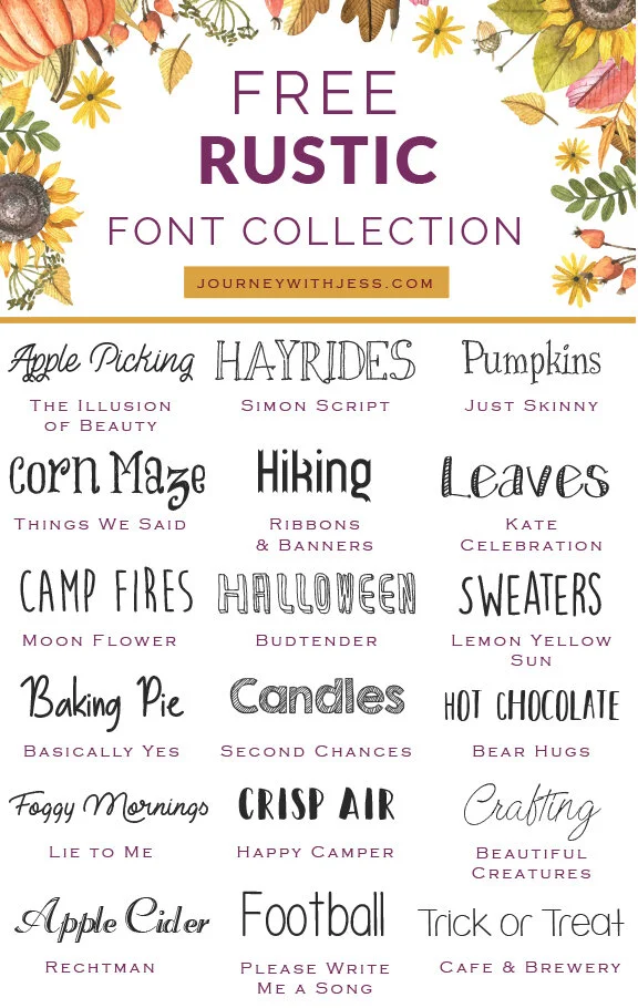 Free Font Collection: Rustic Fonts — Journey With Jess | Inspiration ...