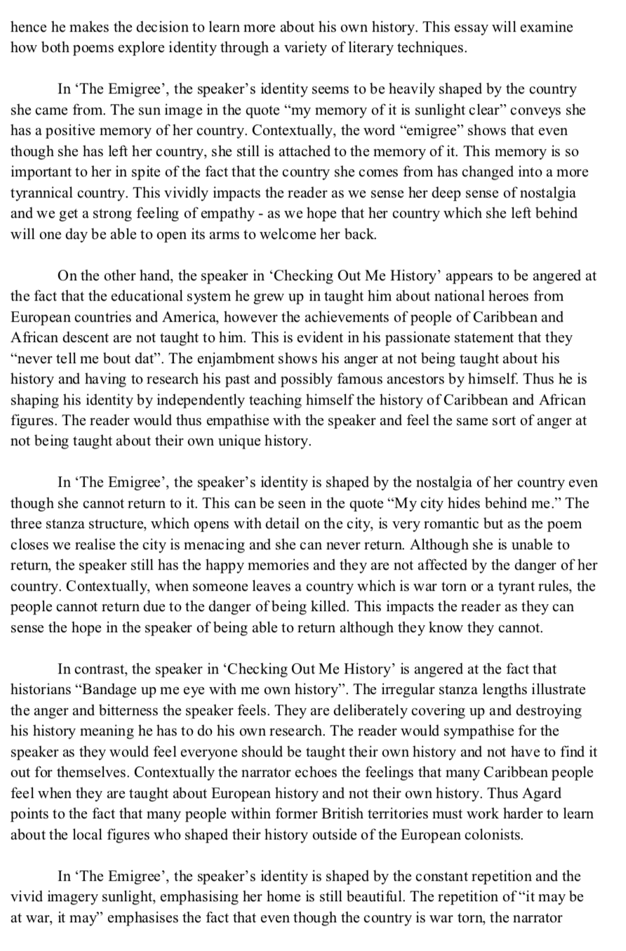Power and Conflict Anthology: Model Answers — First Rate Tutors