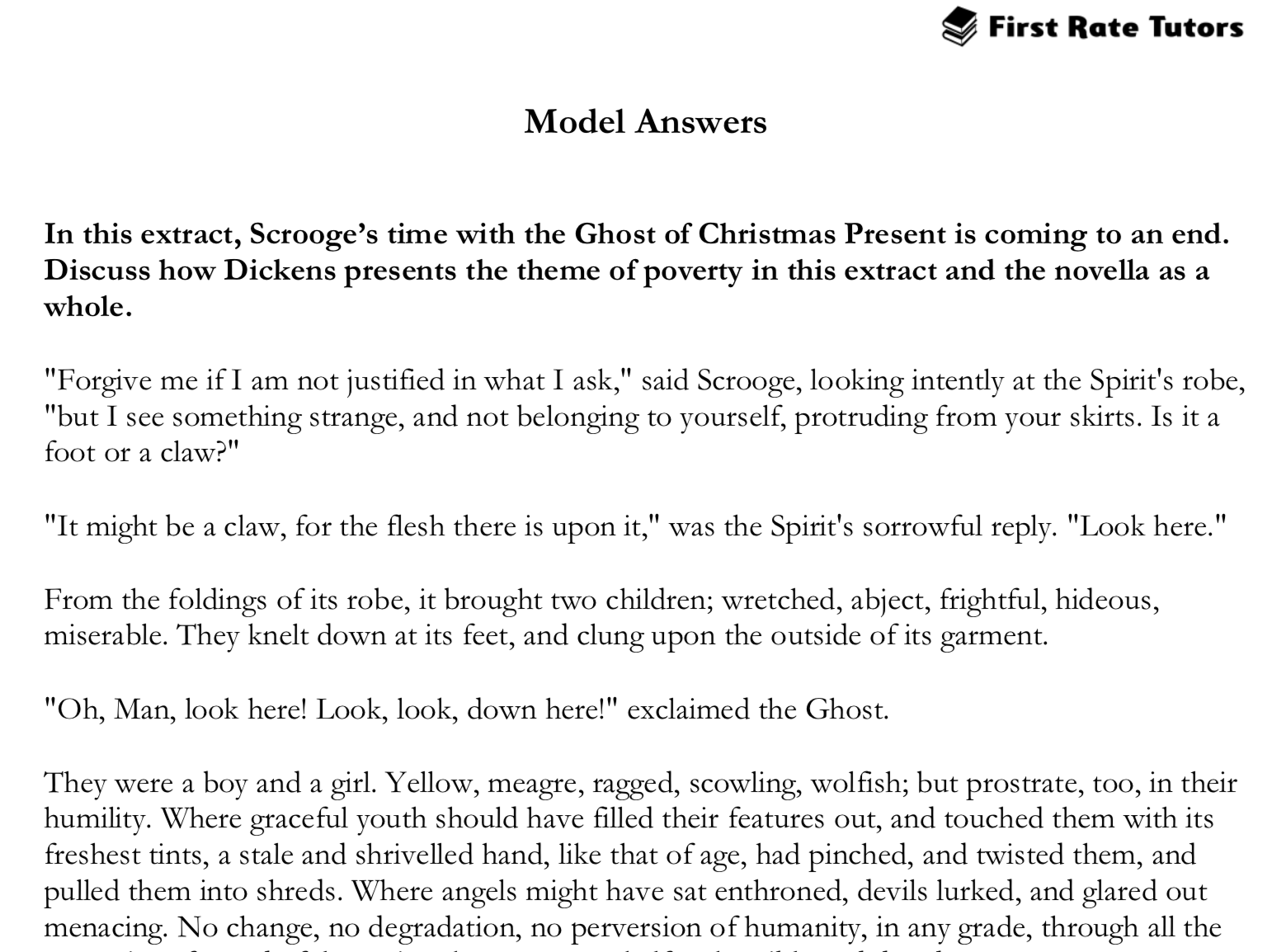 A Christmas Carol Model Answer