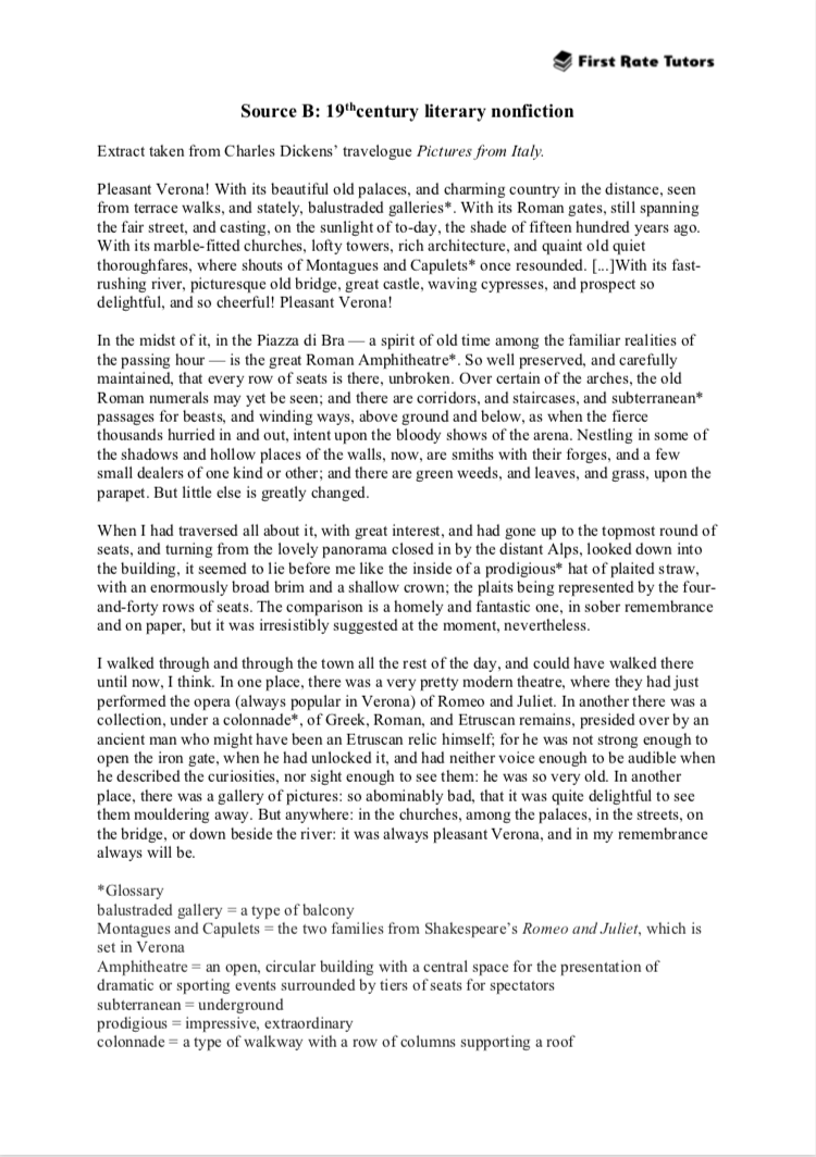 English Language – Paper 2 Practice Model Answer — First Rate Tutors