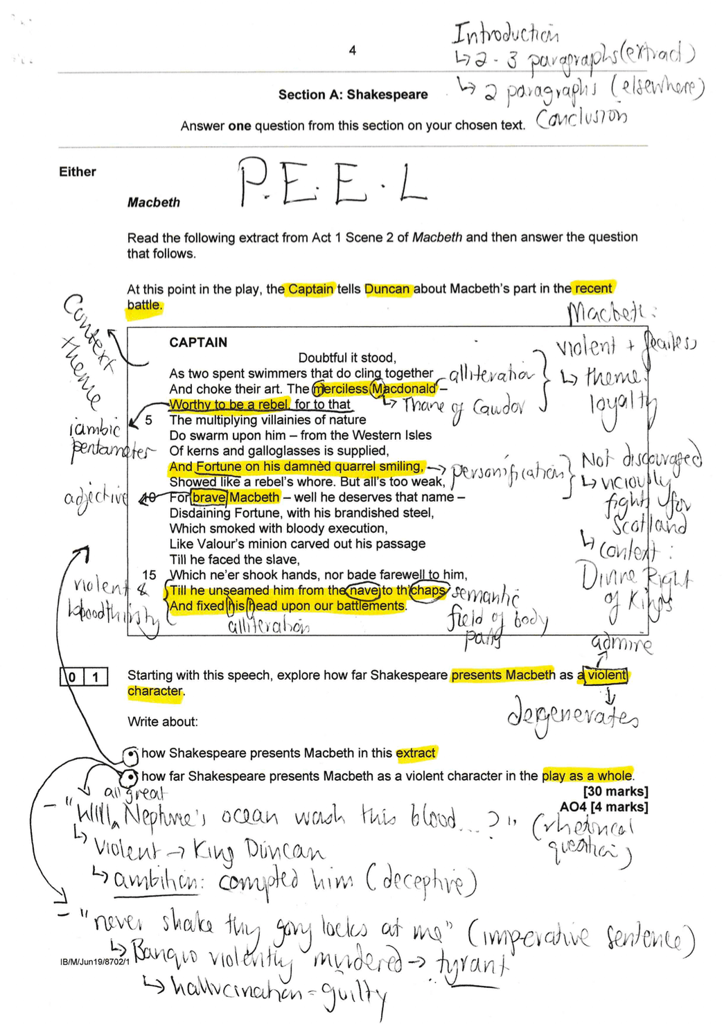 Macbeth GCSE English Literature Paper 1 Past Papers Answers AQA