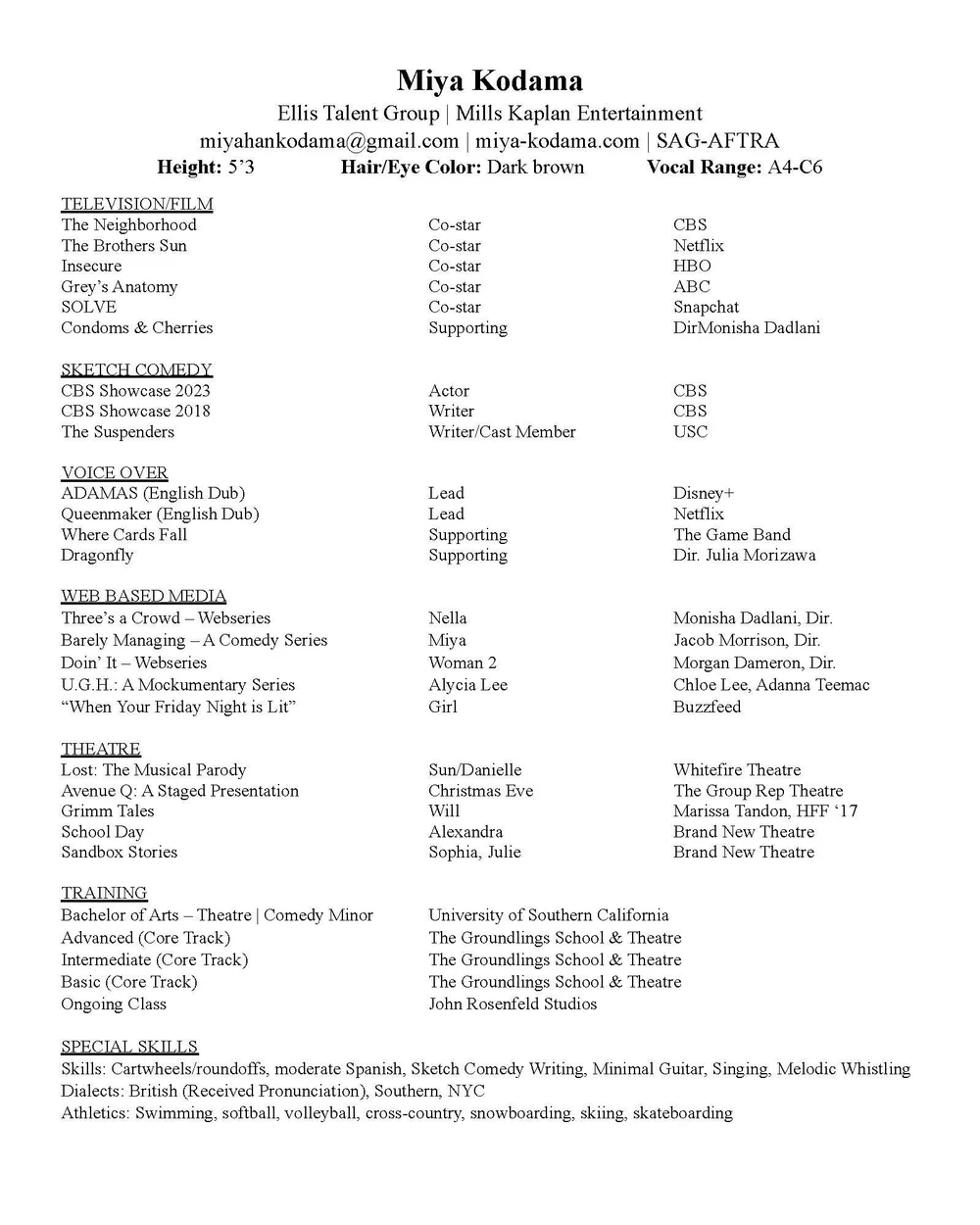 RESUME — Miya Kodama