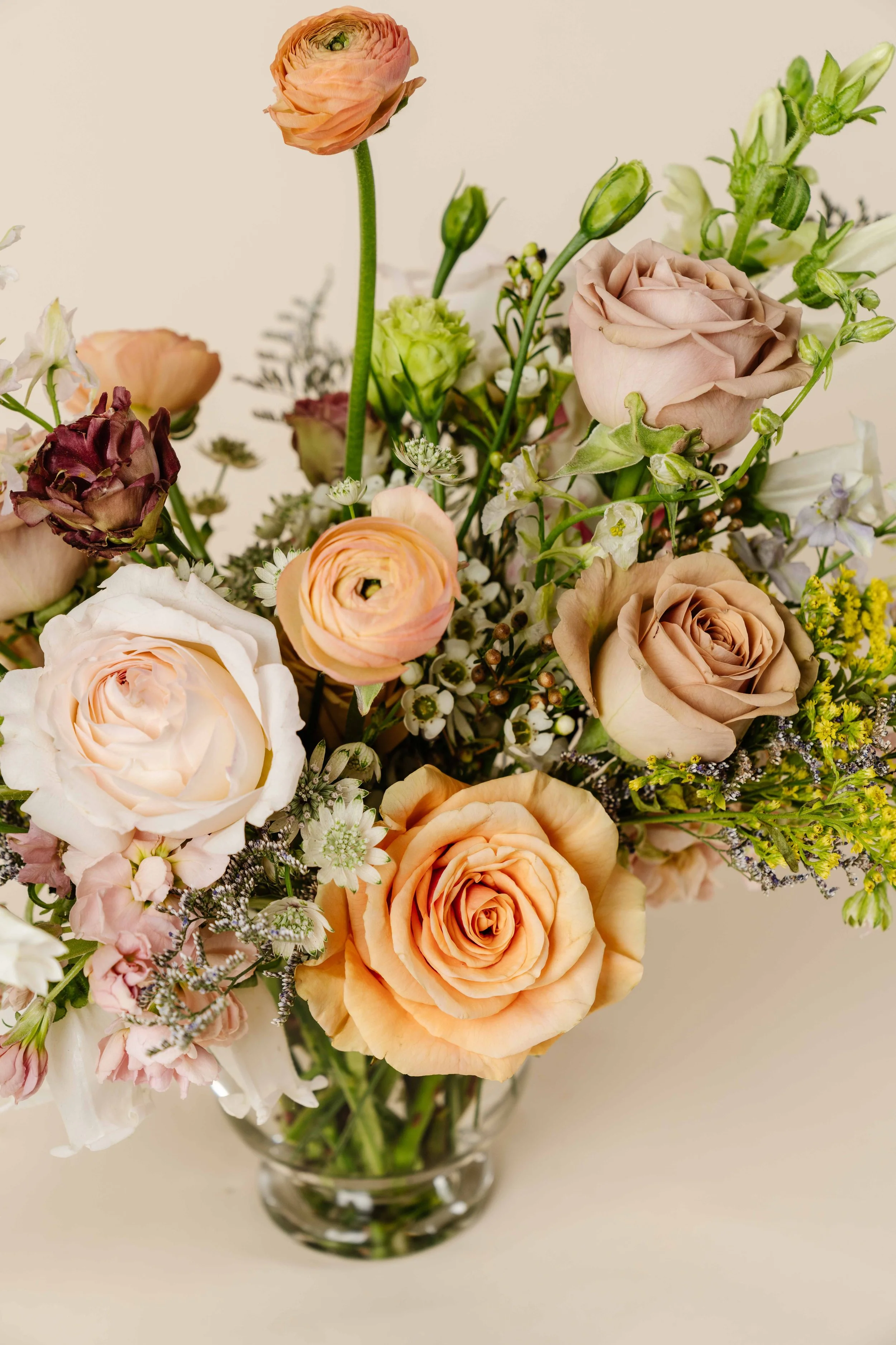 Signature Rectangular Centerpiece Flower Arrangement — Rose Coloured ...