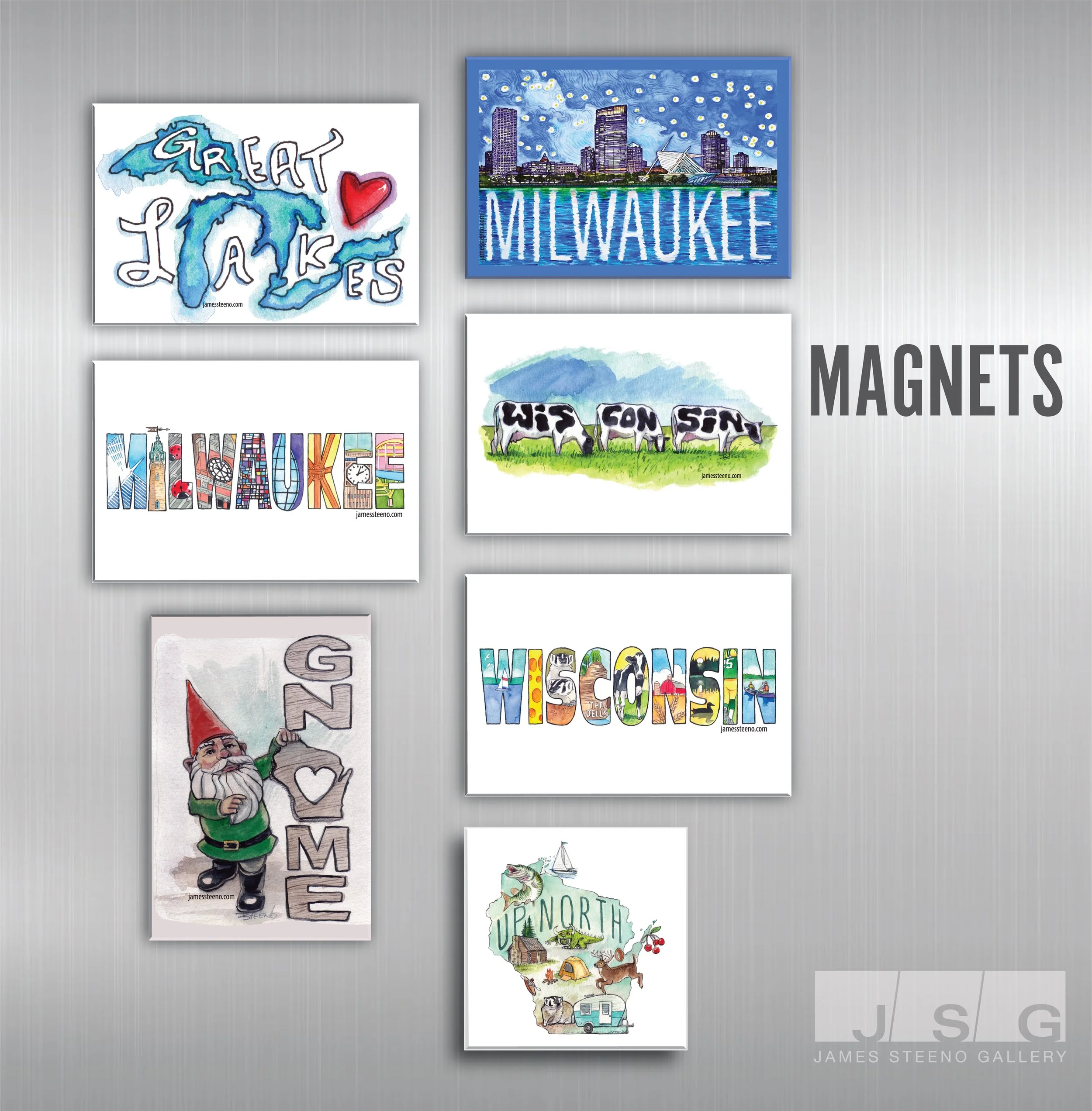 Milwaukee and Wisconsin Magnets by James Steeno — Makery Maven Co.