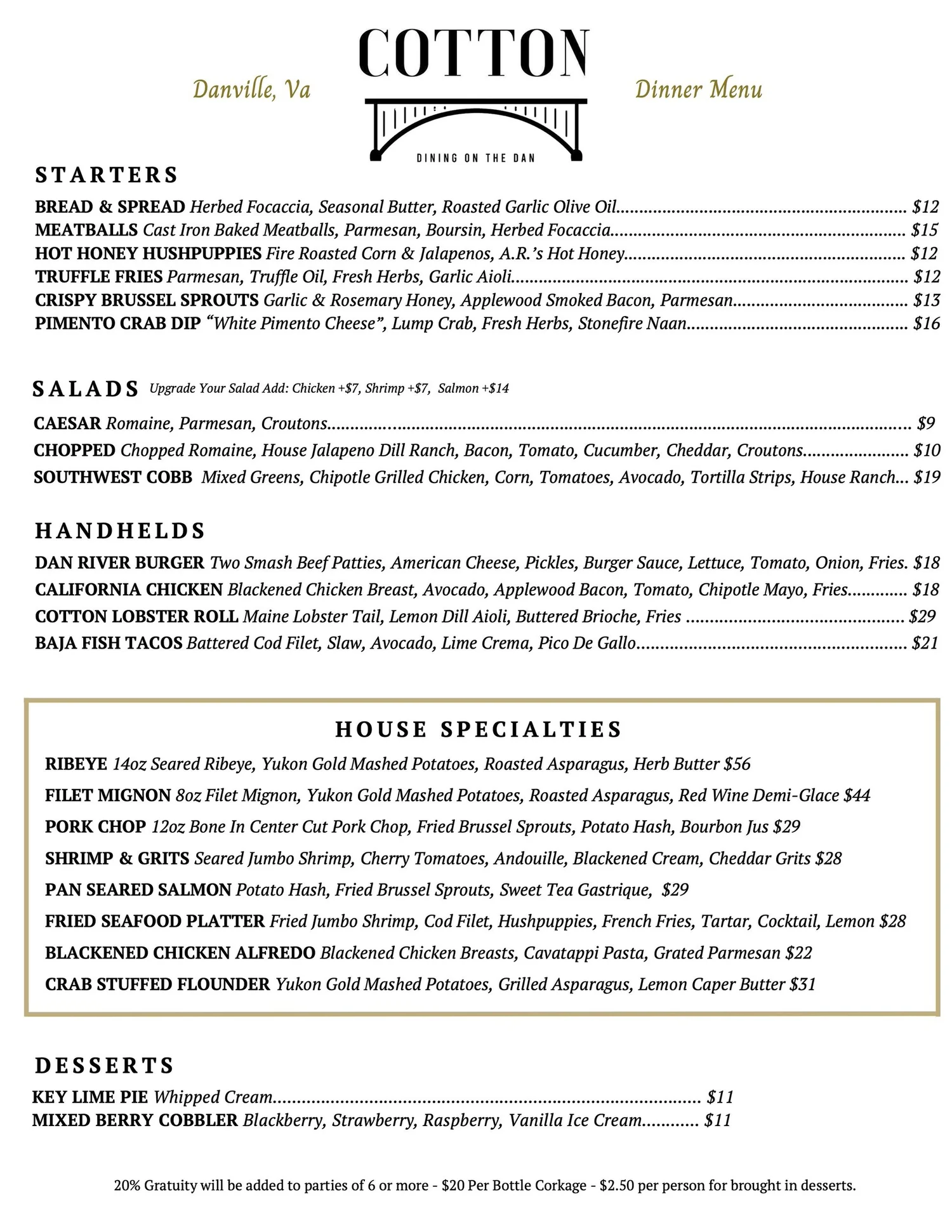 Main Menu — Cotton at Riverside Mill