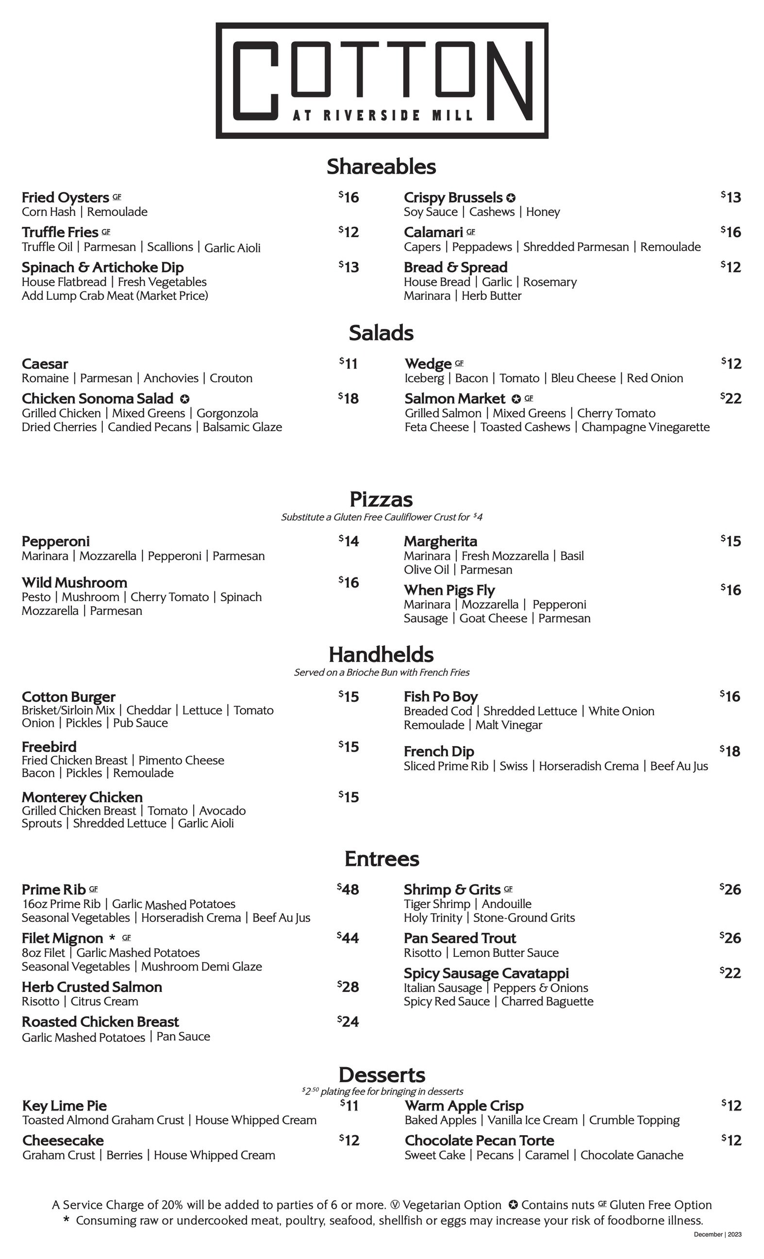 Main Menu — Cotton at Riverside Mill