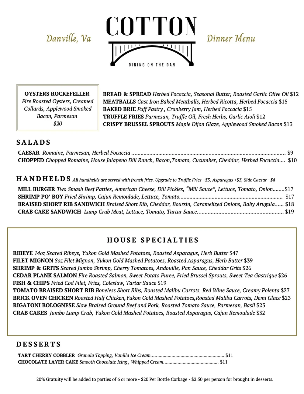 Main Menu — Cotton at Riverside Mill