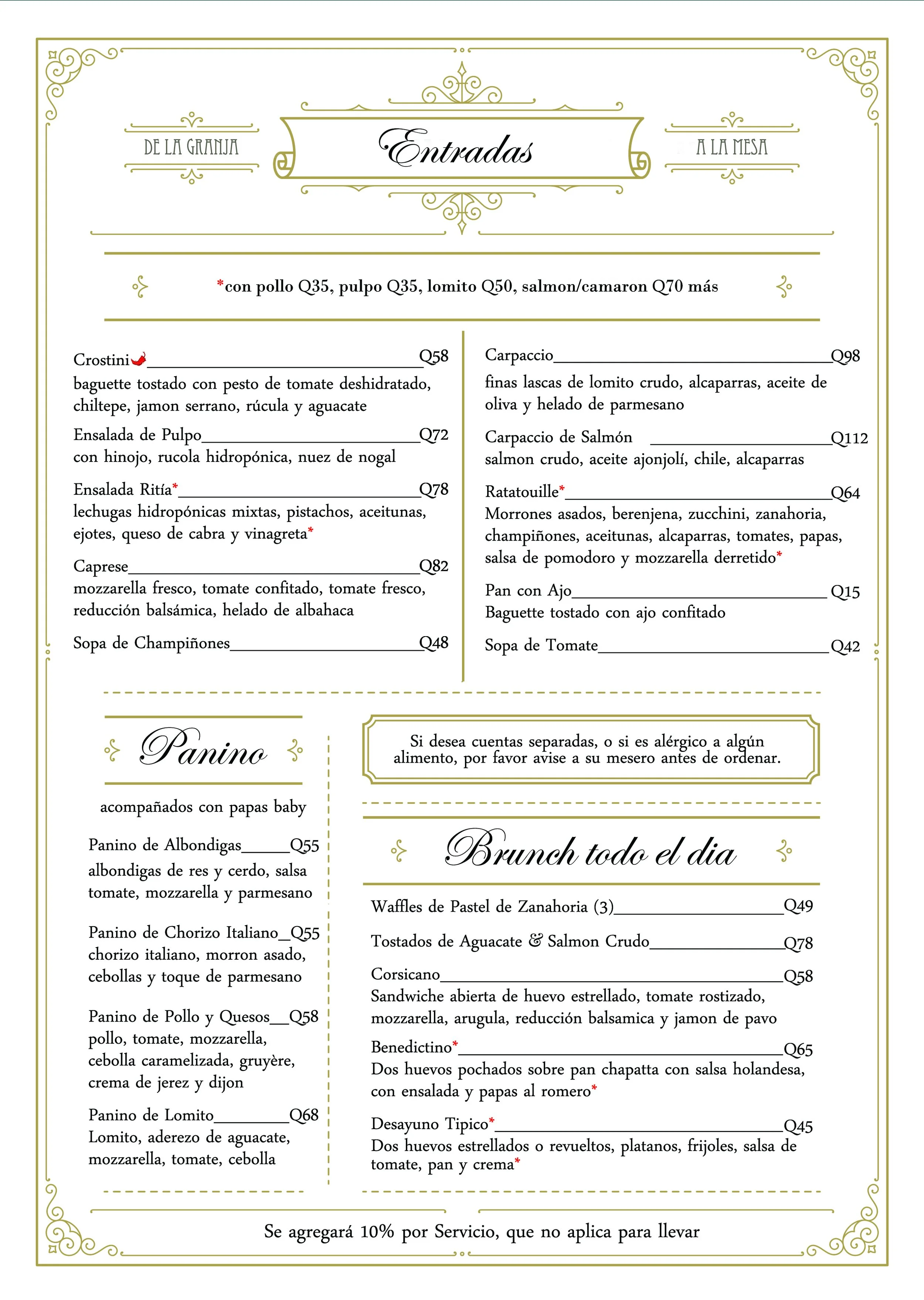 Menu — sobremesa