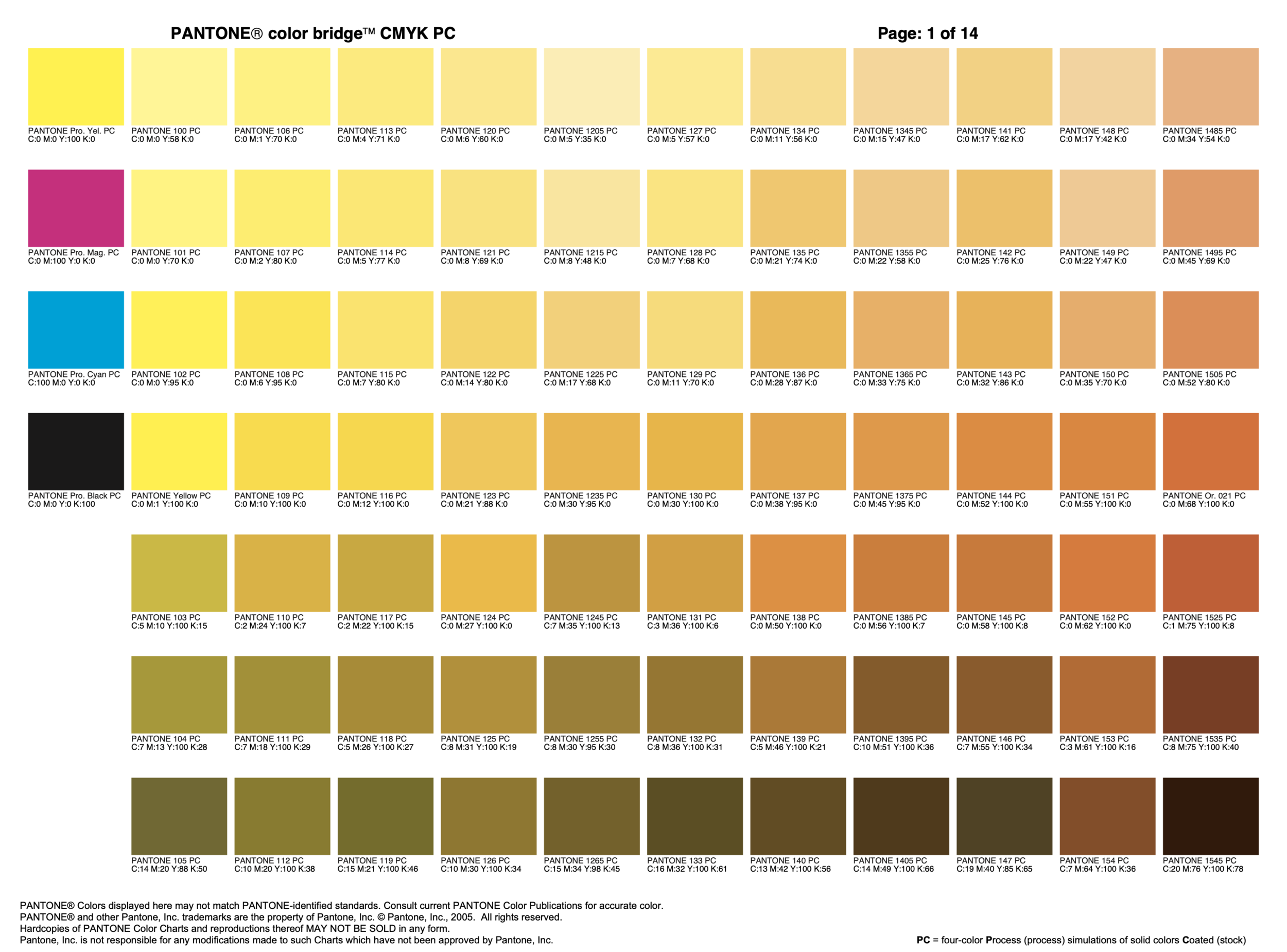 Pantone Bridge Color Chart CSI
