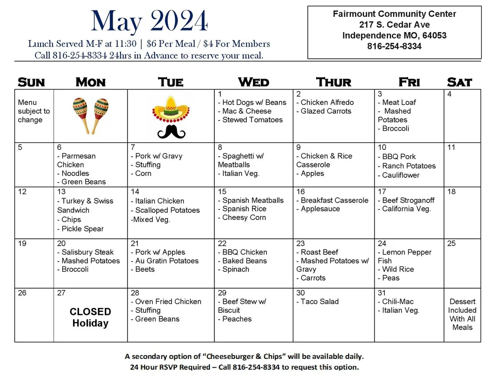 Monthly Lunch Menu — NWCDC