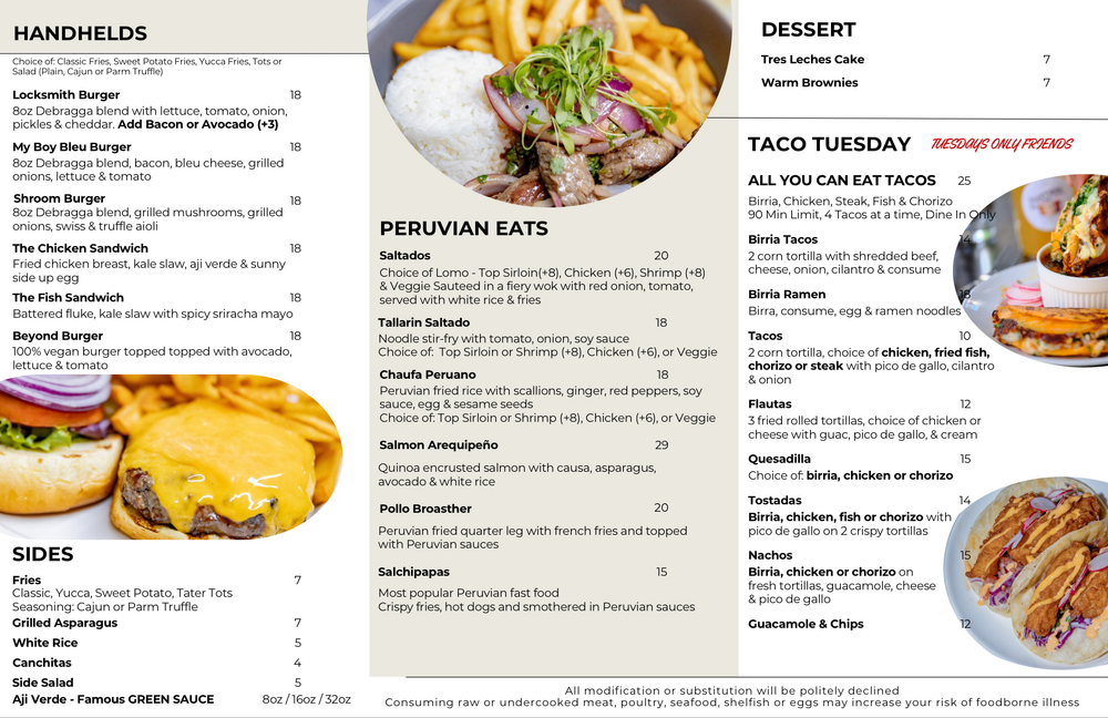 Food Menu — Locksmith Bar