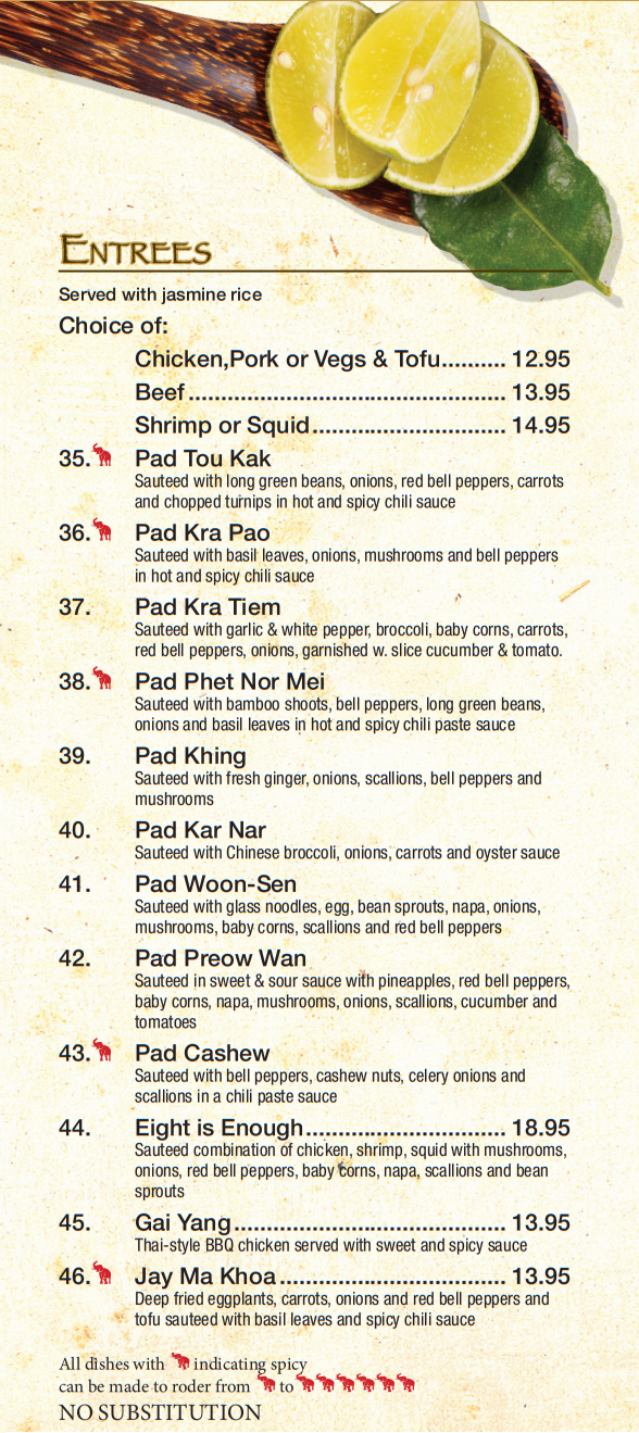 Menu — The Thai