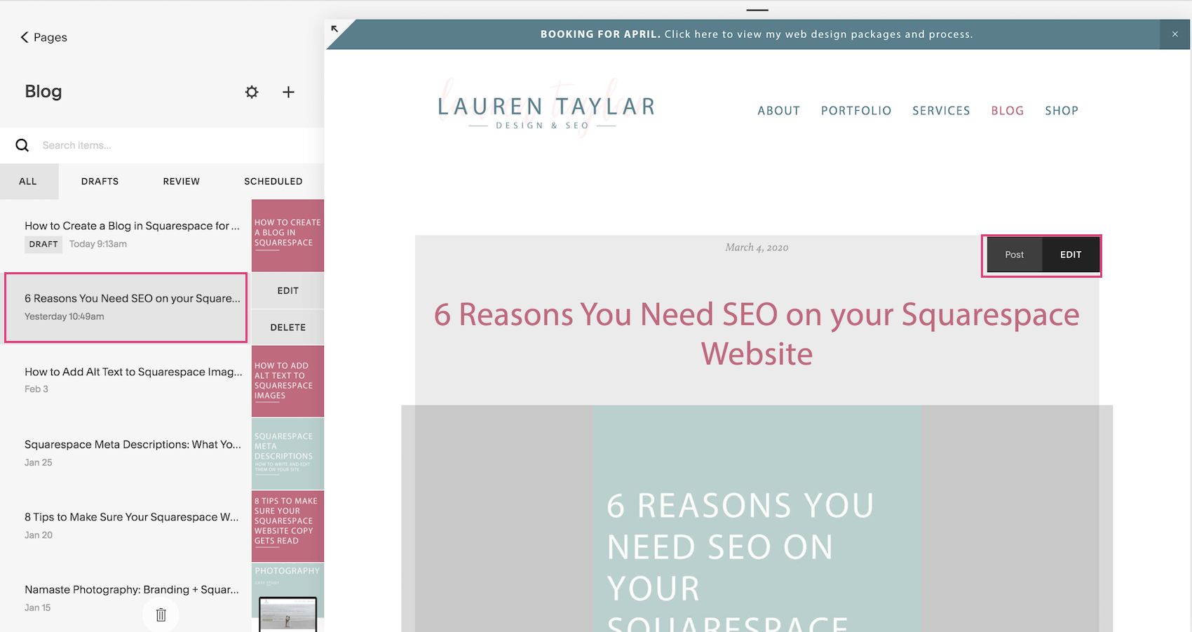 How to Create a Blog in Squarespace for Your Business | Lauren Taylar