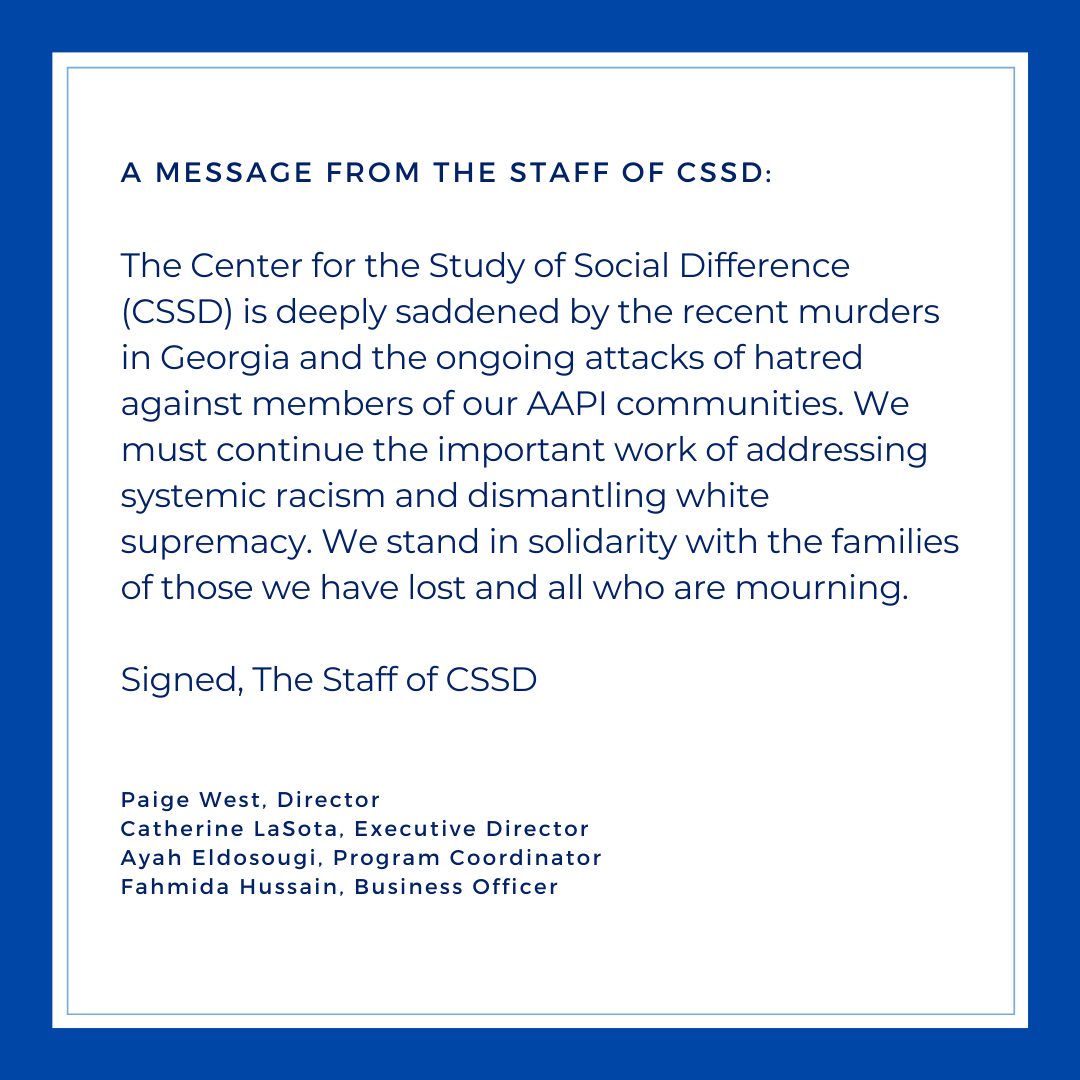 A Message From The Staff of CSSD — Center for the Study of Social ...